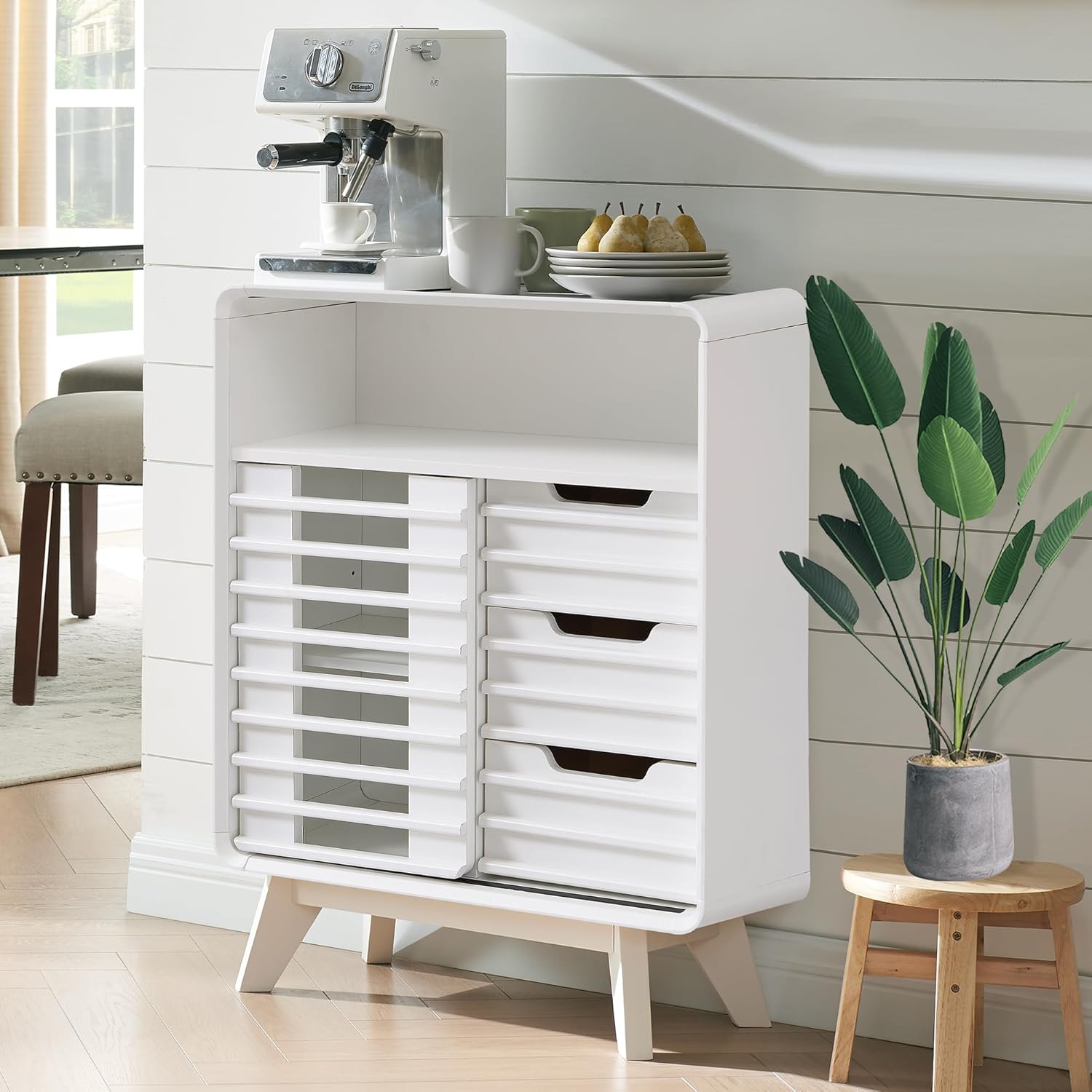 OKD Buffet Sideboard Cabinet w/3 Smooth Sliding Drawers, Storage ...