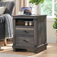 REDAYFUR Rotating End Table with 13" Electric Fireplace, Side Table ...