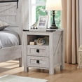 OKD Farmhouse 2-Drawer Nightstand with Charging Station, Antique Brush ...
