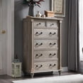 Tall Wooden Vintage OKD Farmhouse Style 6 Drawers Dresser for Bedroom ...
