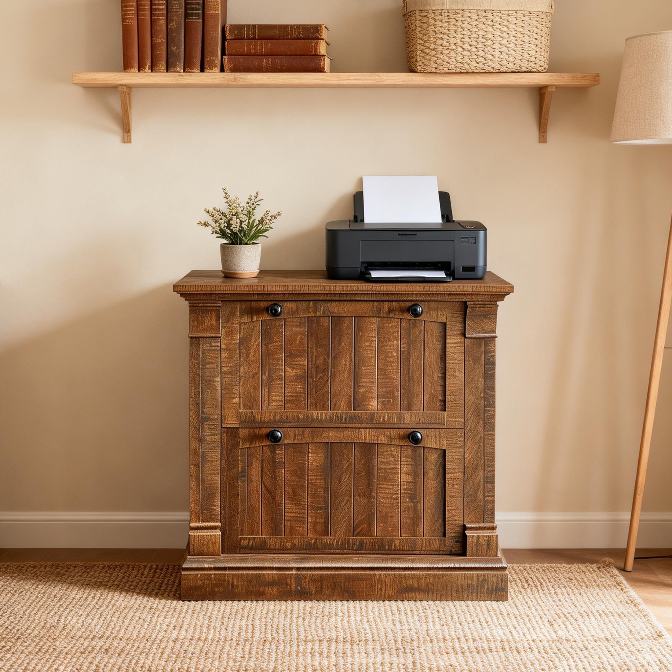 OKD Farmhouse Freestanding Filing Cabinet - 2 Drawers File Cabinet with ...