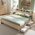 OKD King Size Bed Frame with Charging Station, Modern Platform Bed with ...