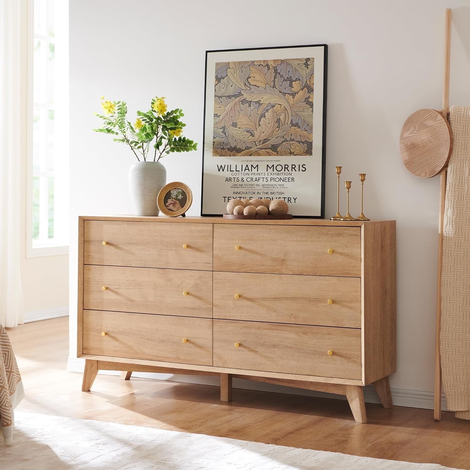 OKD Mid Centry Modern 6 Drawer Dresser for Bedroom, Living Room ...