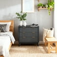 OKD Modern 3 Drawer Dresser，Grey Dresser with Fluted Panel Design and ...