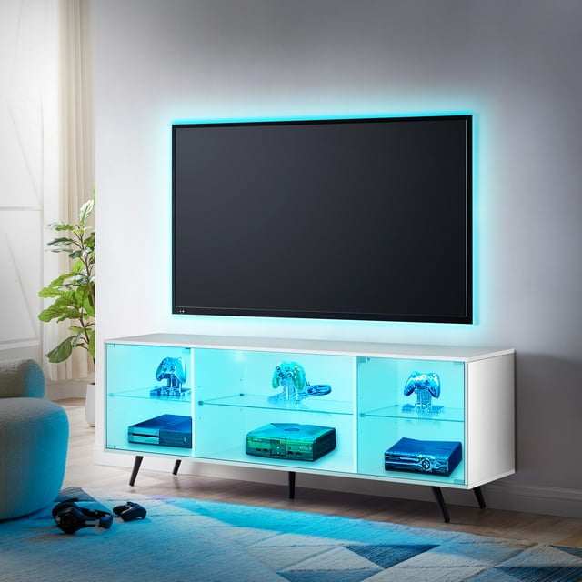 OKD Modern 66" TV Stand for 75 inch TVs, Entertainment Center with Open ...