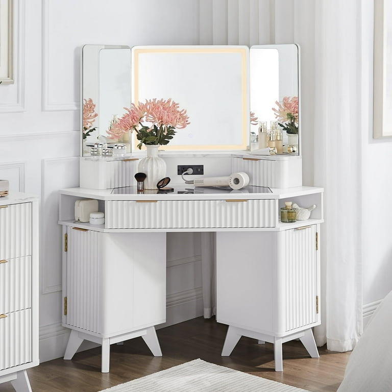 mirrored corner desk