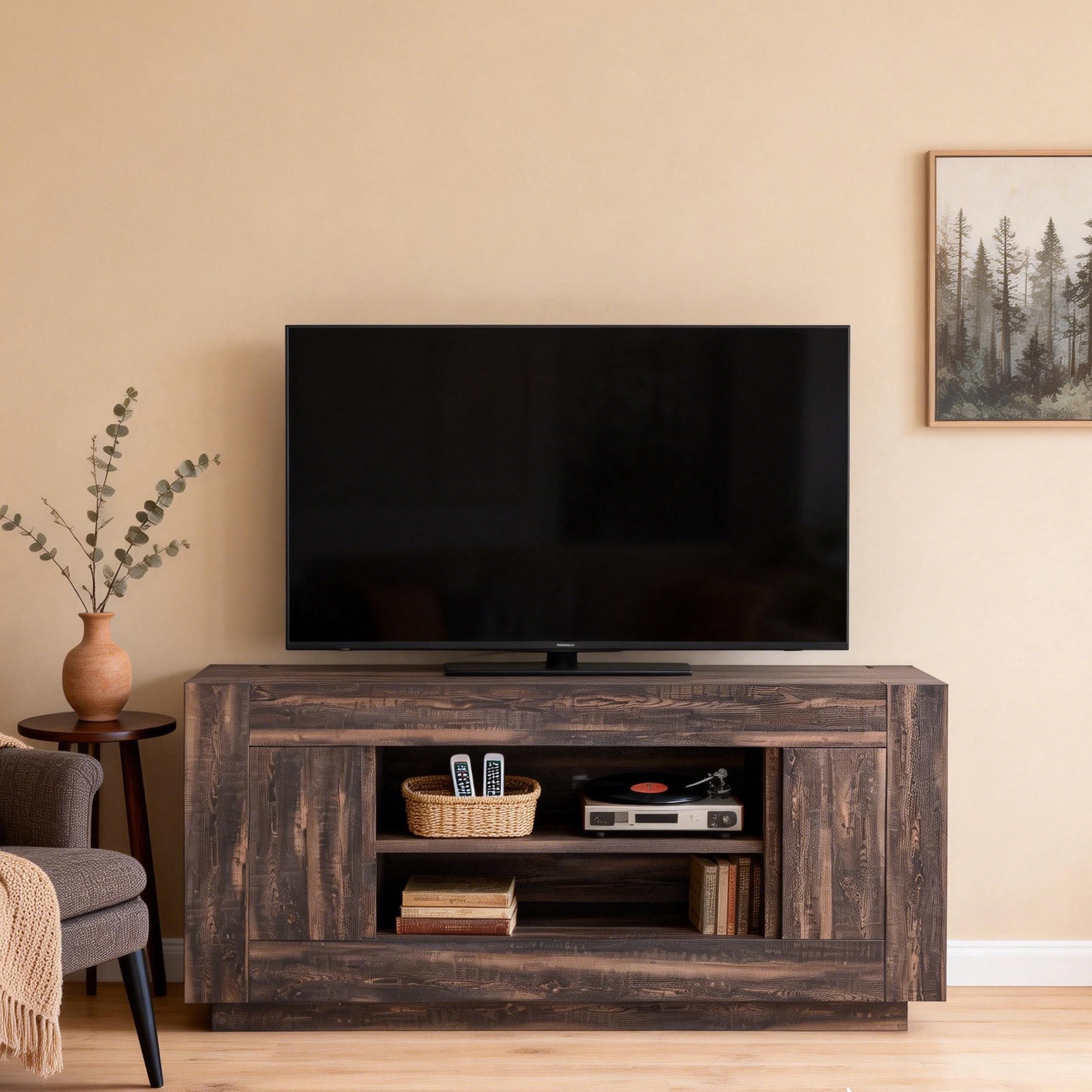 OKD TV Stand for 70 Inch TV, Modern Entertainment Center with Storage ...