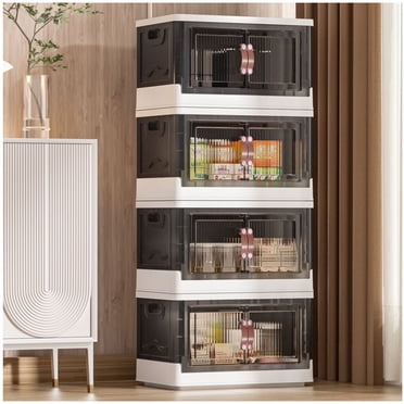 OKENTEN 4 Tier Clear Stackable Storage Bins Organizer with Wheels ...