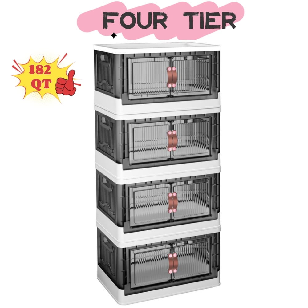 OKENTEN Stackable Storage Bins with Lids 4 Pack,Storage containers ...