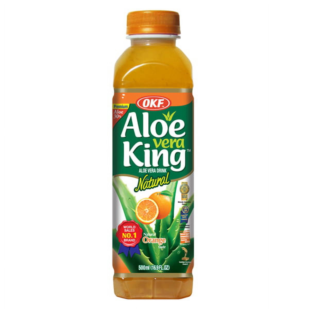 OKF Aloe Vera King Orange Natural Aloe Drink 16.9 oz Plastic Bottles ...