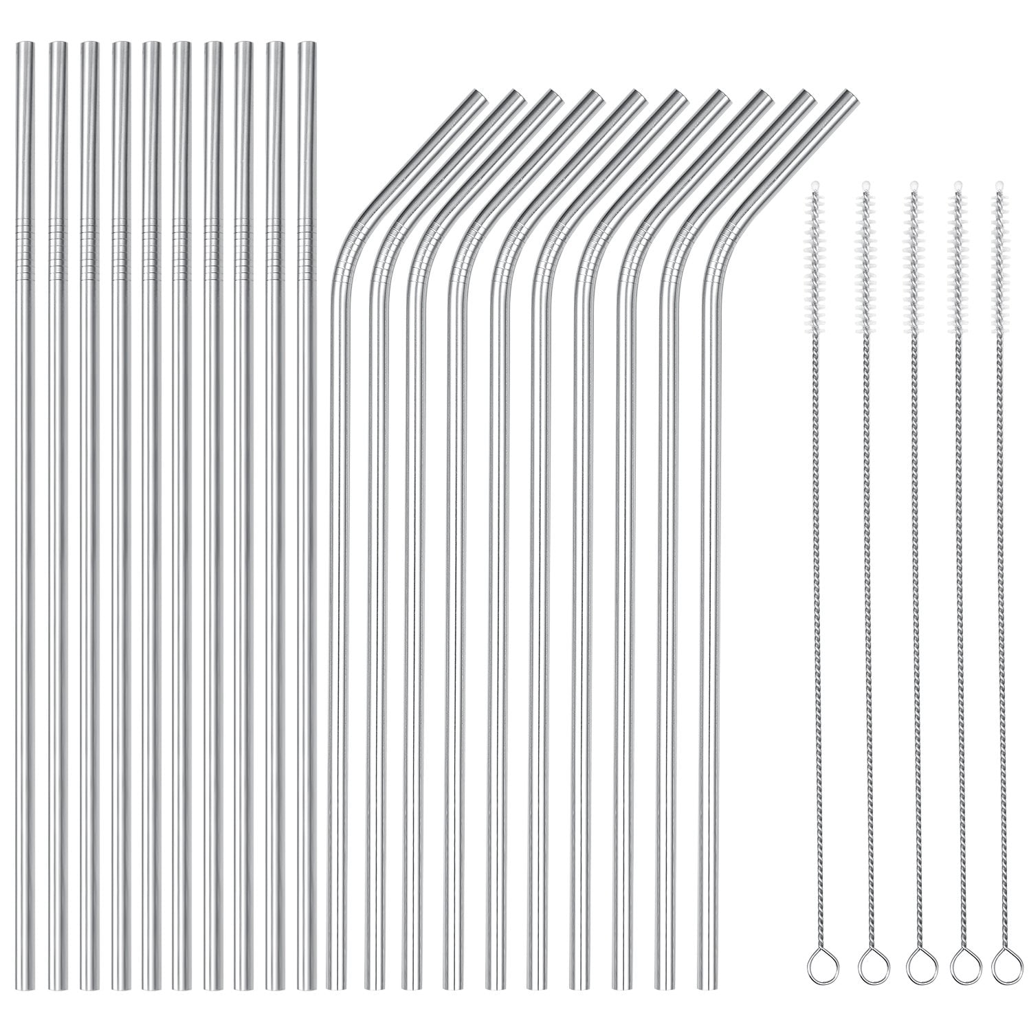 OKGD wholesale 25 Piece Set Stainless Steel Straws Long 8.5 Inch ...