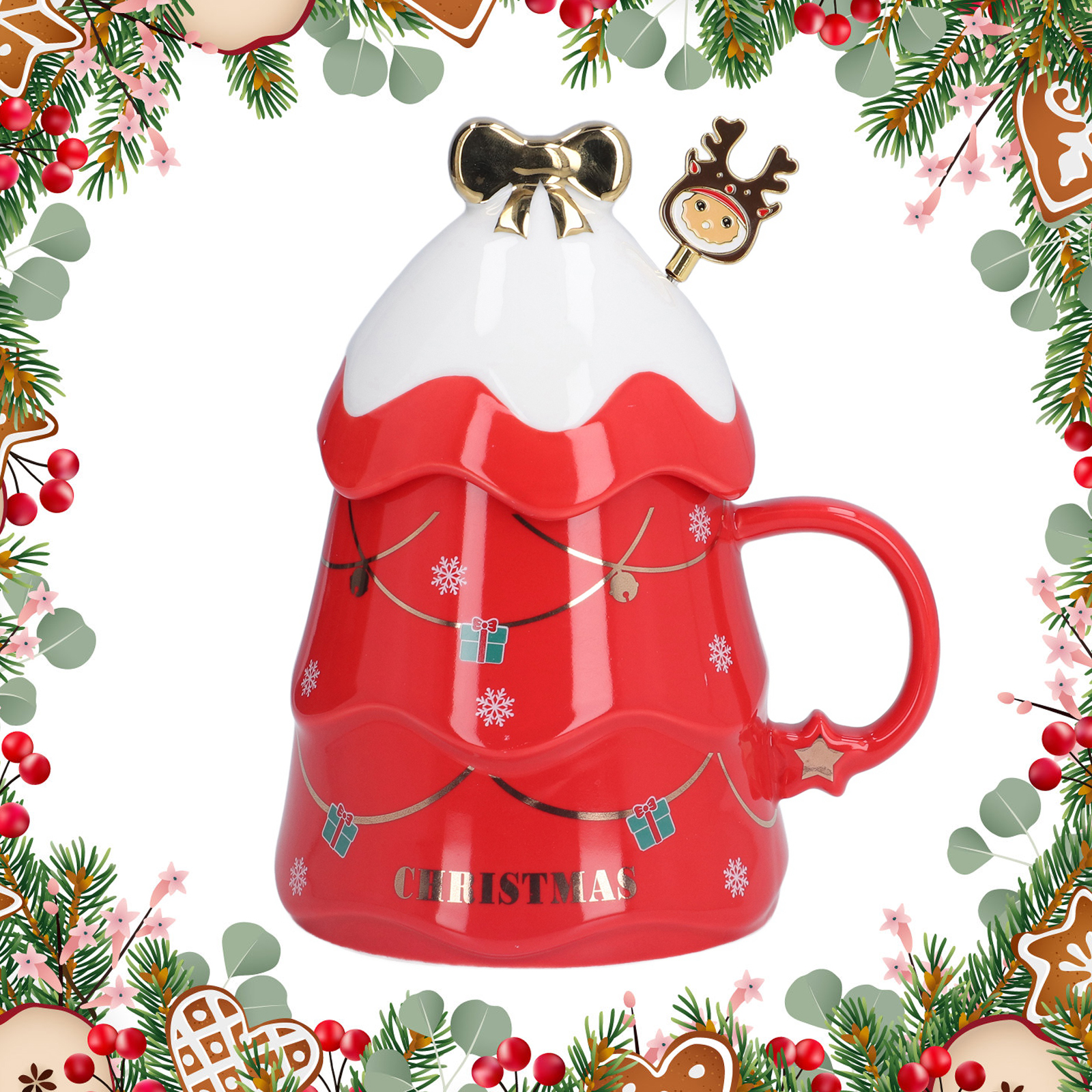 Ceramic Coffee Cup Tall Ceramic Mug 17 oz. with Lid and Color Box. Just ...