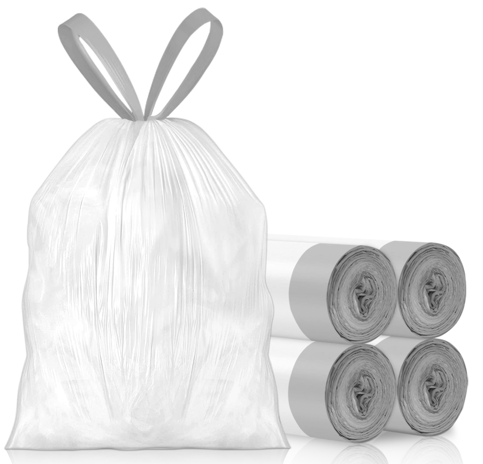 OKKEAI 10L Bin liners with drawstring Small bin liners 60 pieces White ...