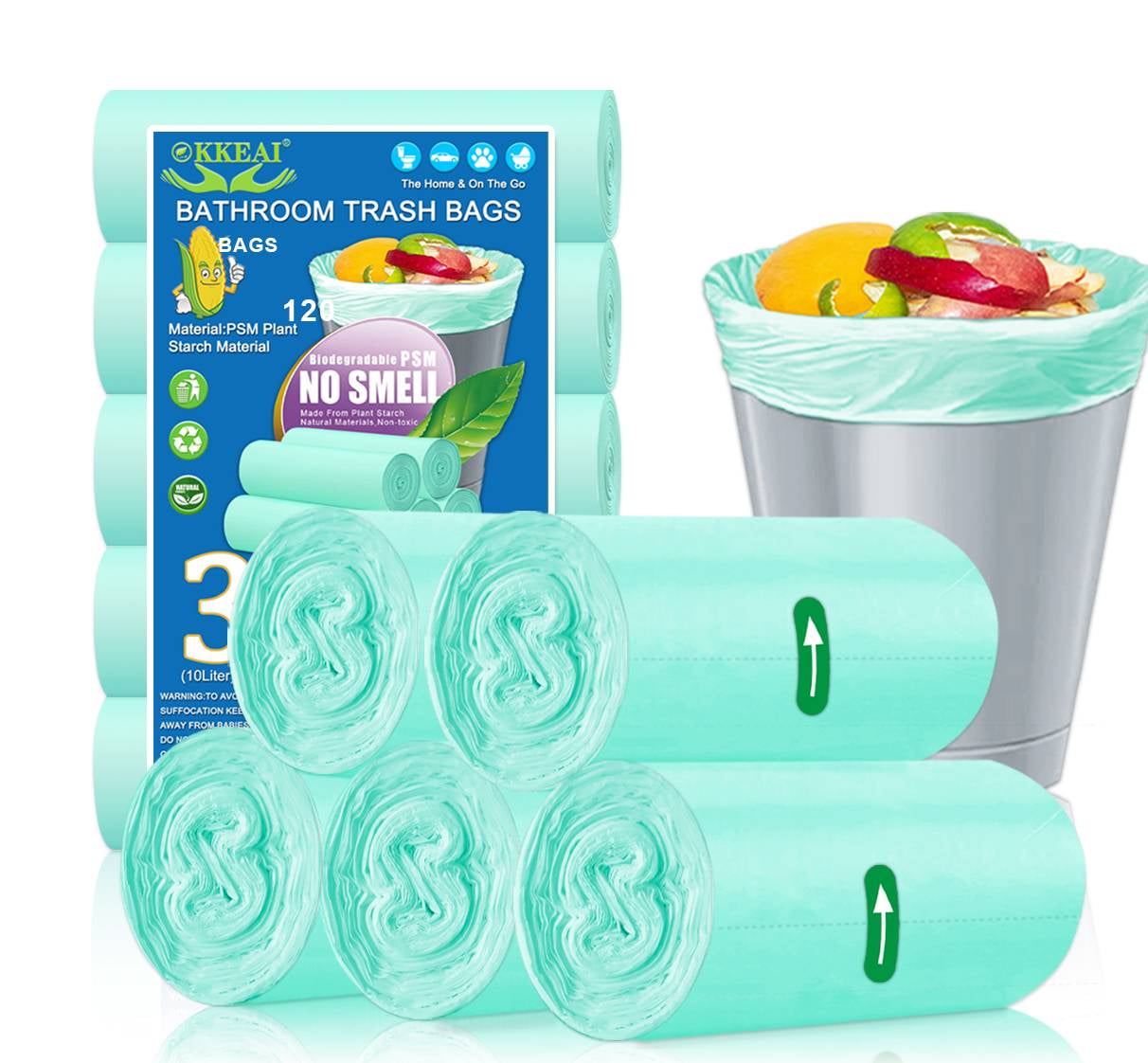 OKKEAI 120 Counts Garbage Bags 3 Gallon/10 Liter- Smal Trash Bags for ...