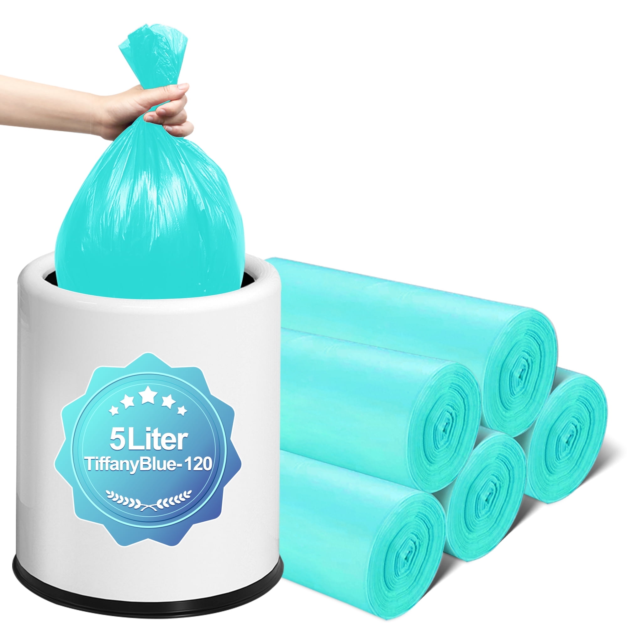 OKKEAI 5 Liter Small Garbage Bags ,120 per pack ,for Kitchen, Bathroom ...