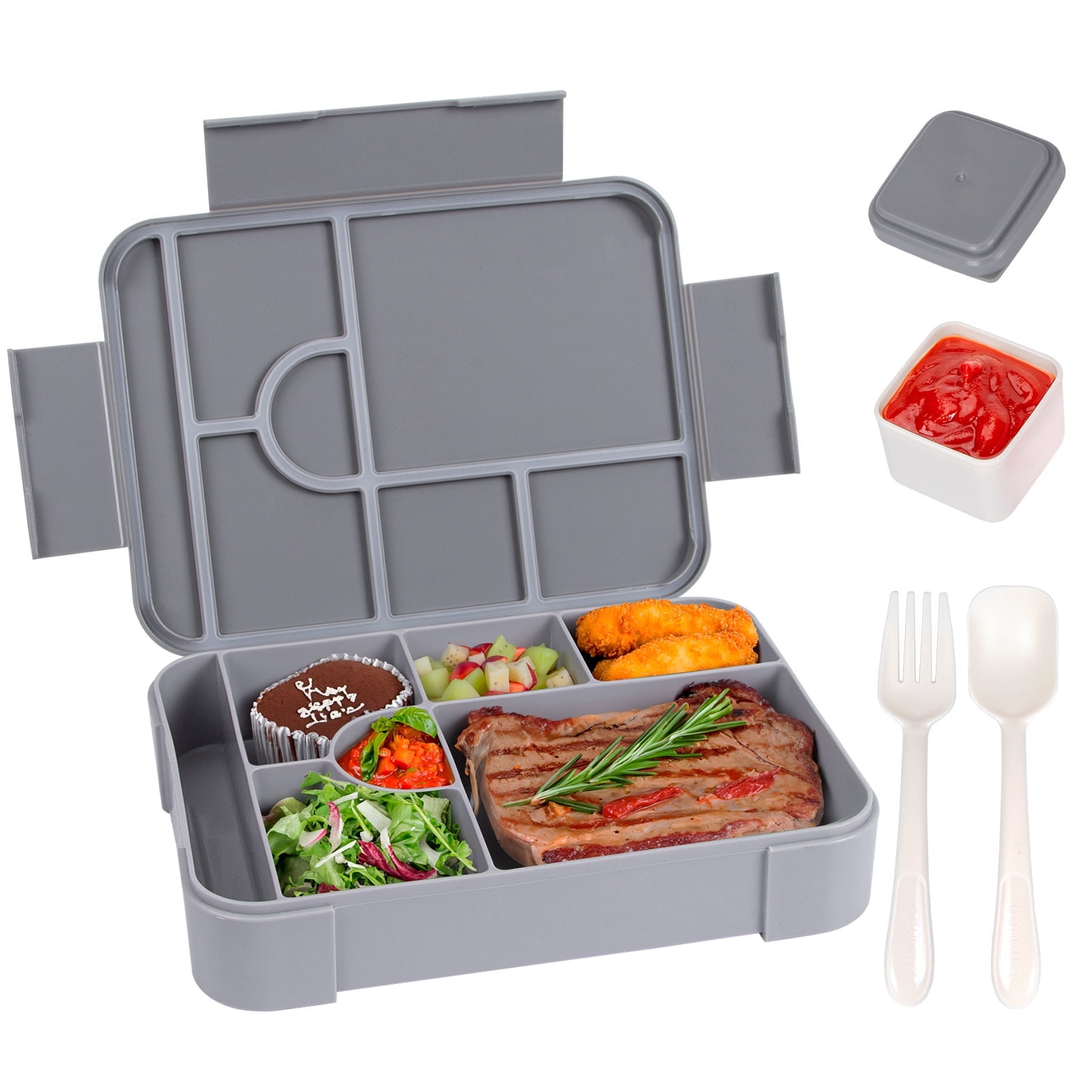OKKEAI Bento Box, 6 Individual Compartments Plastic Bento Boxes with a ...