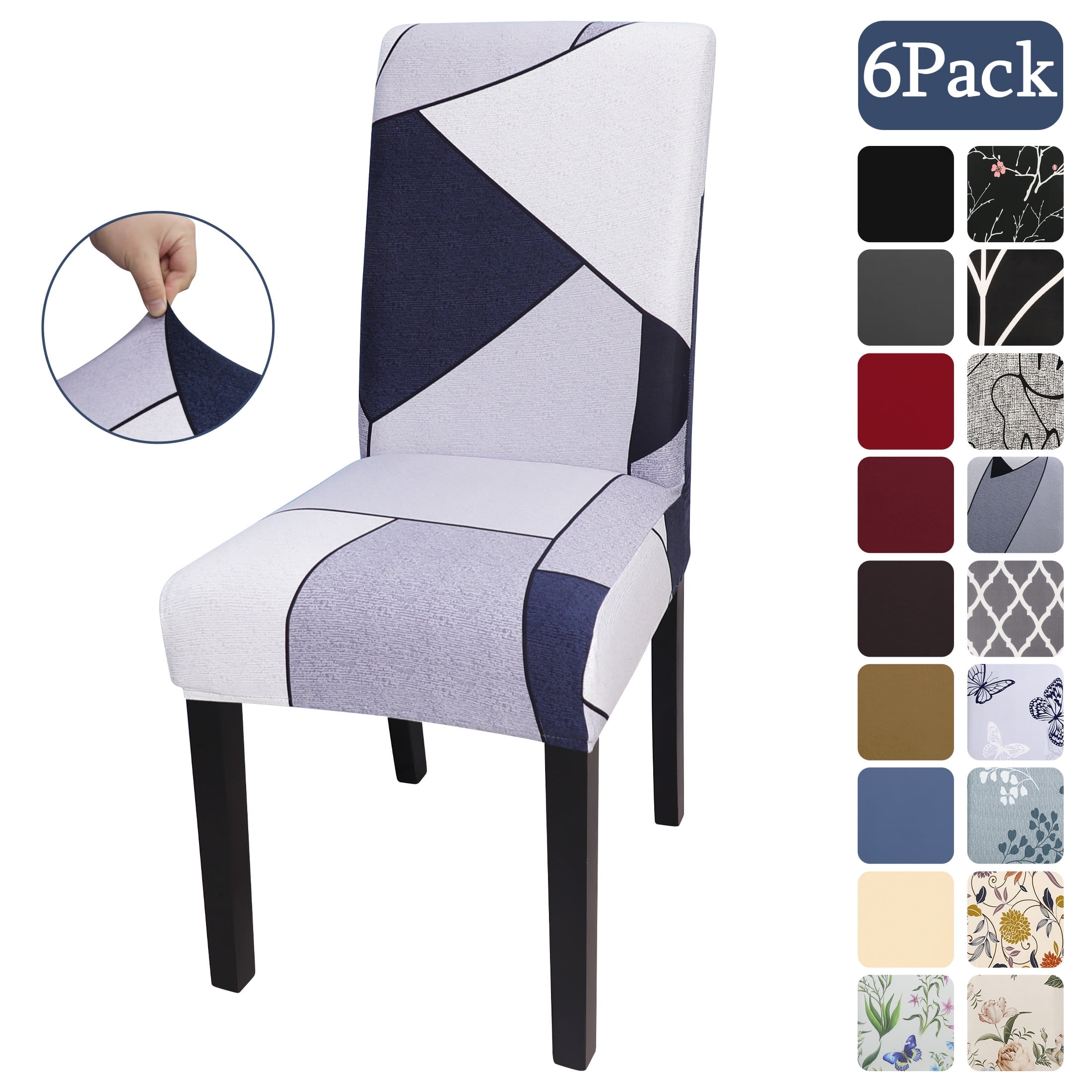 OKKEEY Gray Geometry Dining Chair Covers Set of 6 - Stretch Parson ...