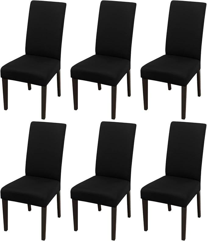 OKKEEY Solid Color Stretch Chair Covers - 6 Pack Elastic Slipcovers for ...