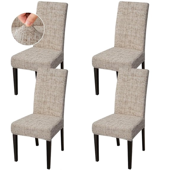 OKKEEY Textured Gray Printed Dining Chair Covers Set of 4, Stretch ...
