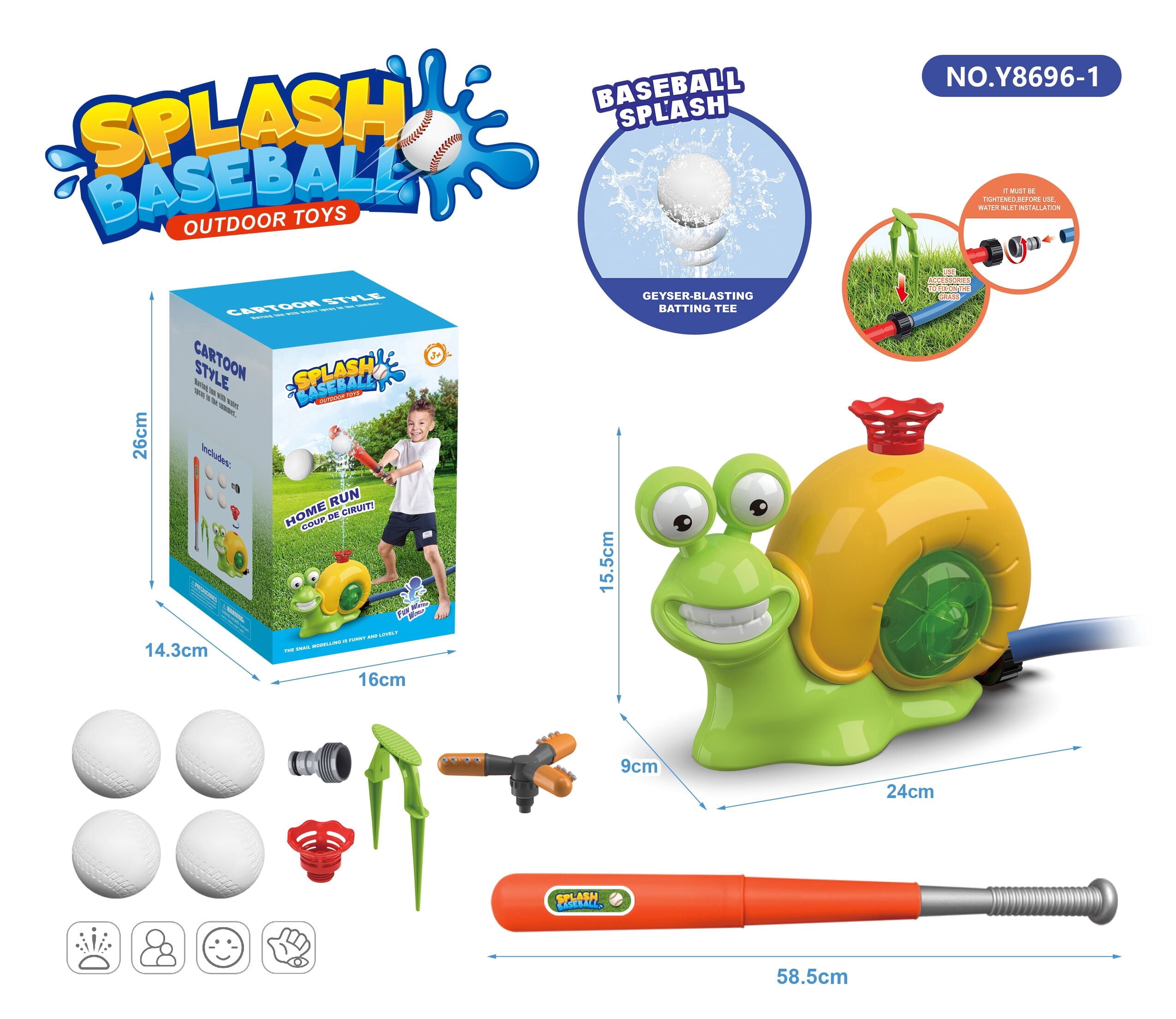 WIDELAND Water Sprinkler Baseball Toy Snail for Kids 3–12, 2 in 1 ...