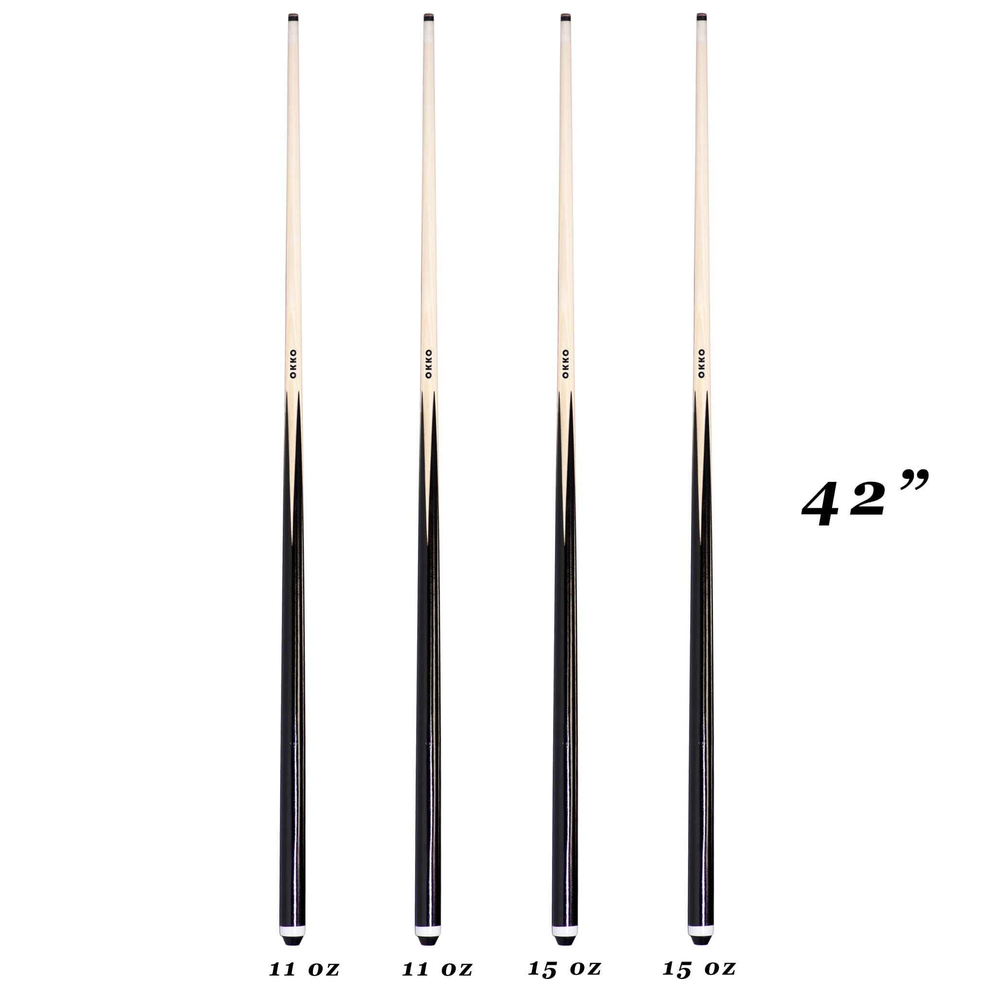 OKKO 1-Piece Pool Billiard House Bar Short Cue Sticks 42”, Screw-On Tip ...