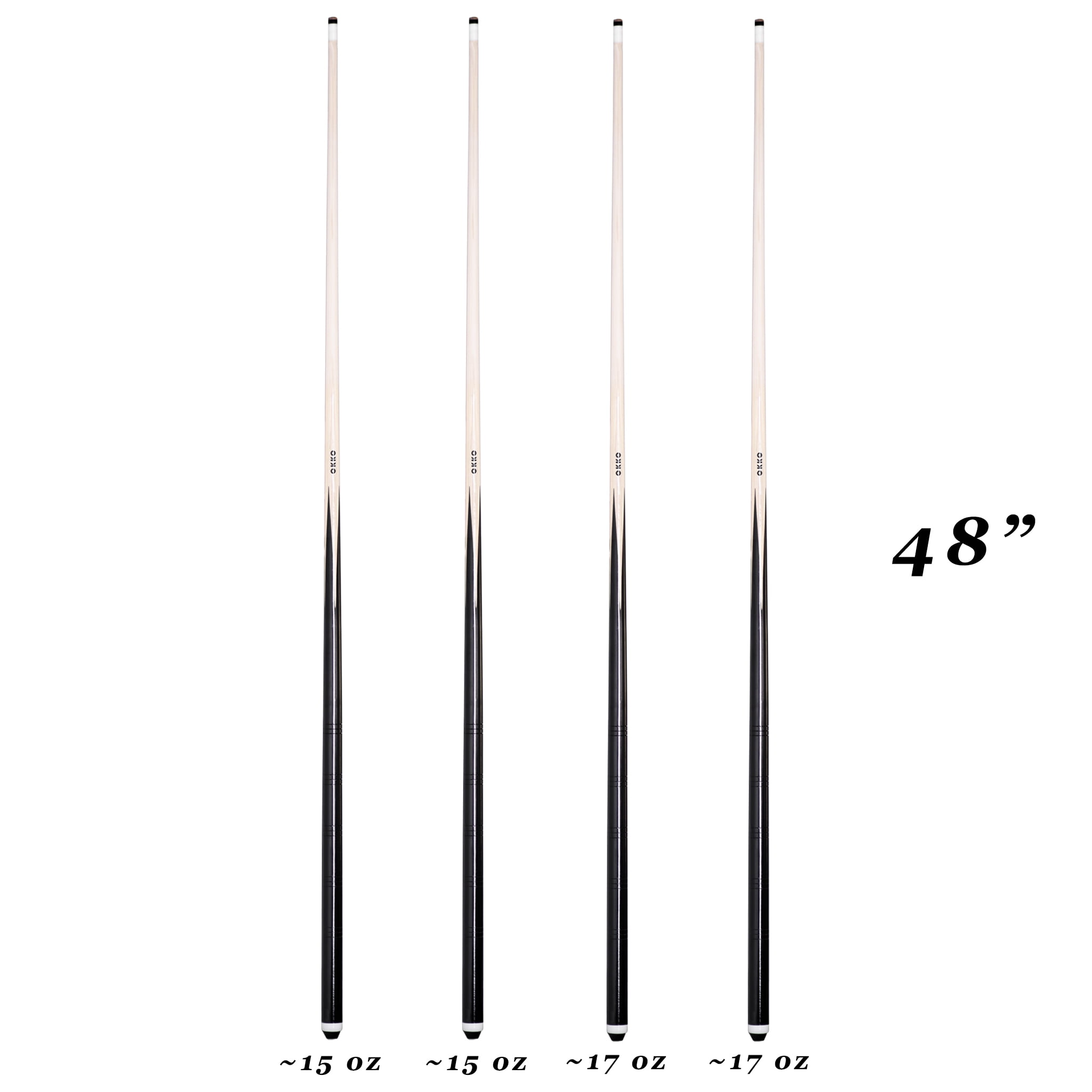 OKKO 1-Piece Pool Billiard House Bar Short Cue Sticks 48”, Screw-On Tip ...