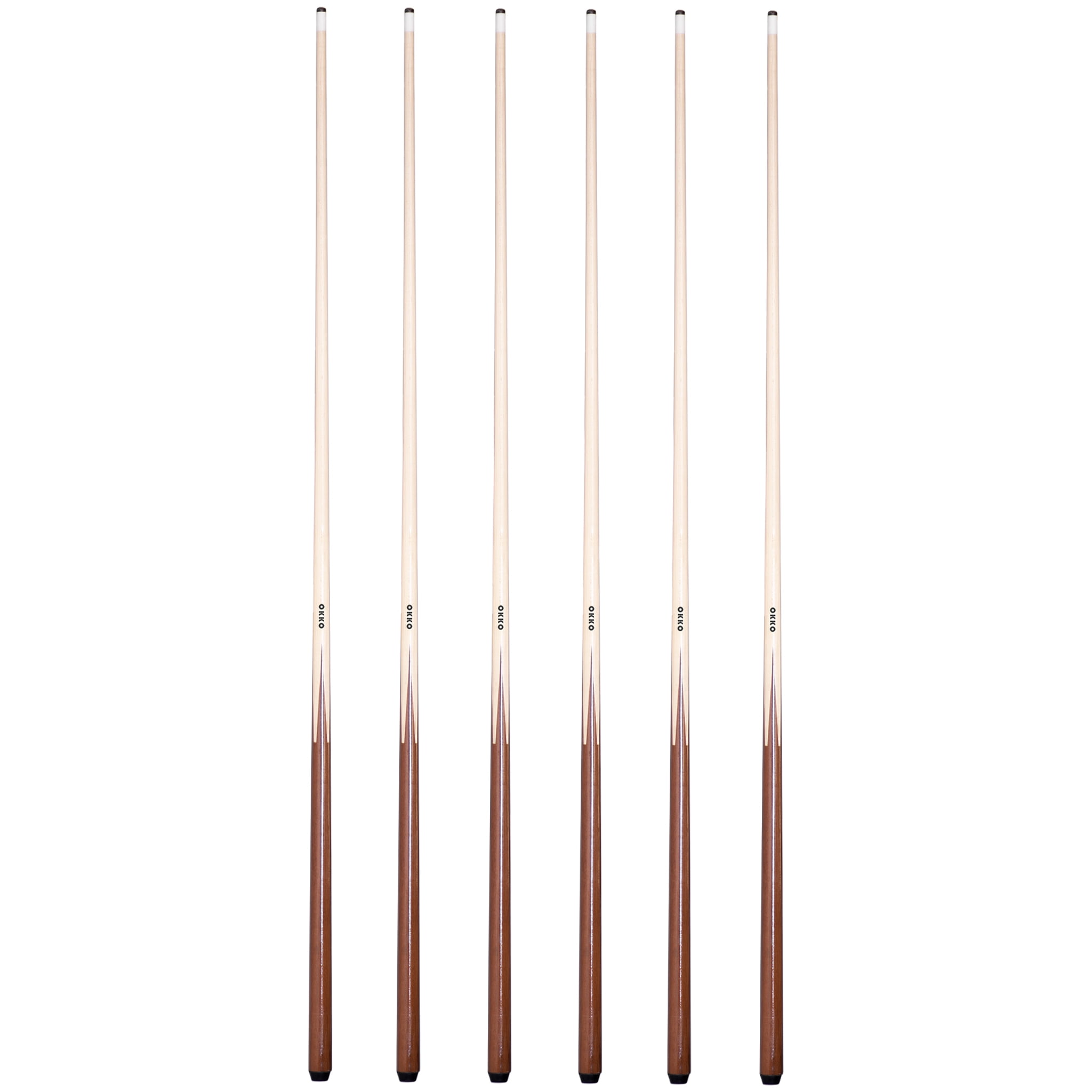 OKKO 1 pc Commercial Pool Billiard Maple Cue Sticks 57”, Glue-On Tip, Pack of 6 (18 oz ...