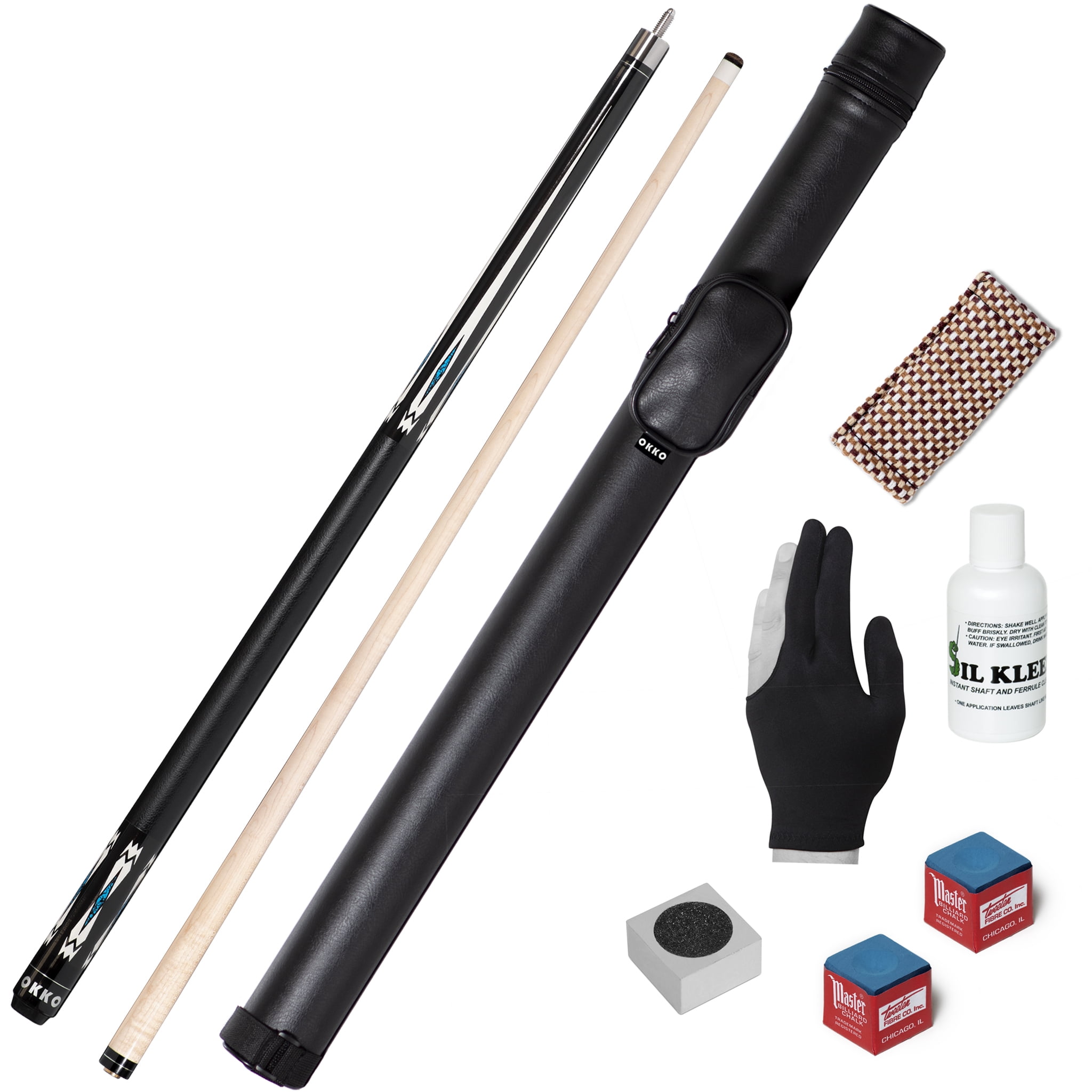 OKKO B-2 Pool Cue Set, 58” Billiard Stick, 13mm Tip, 19oz with Case & Accessories - Walmart.com