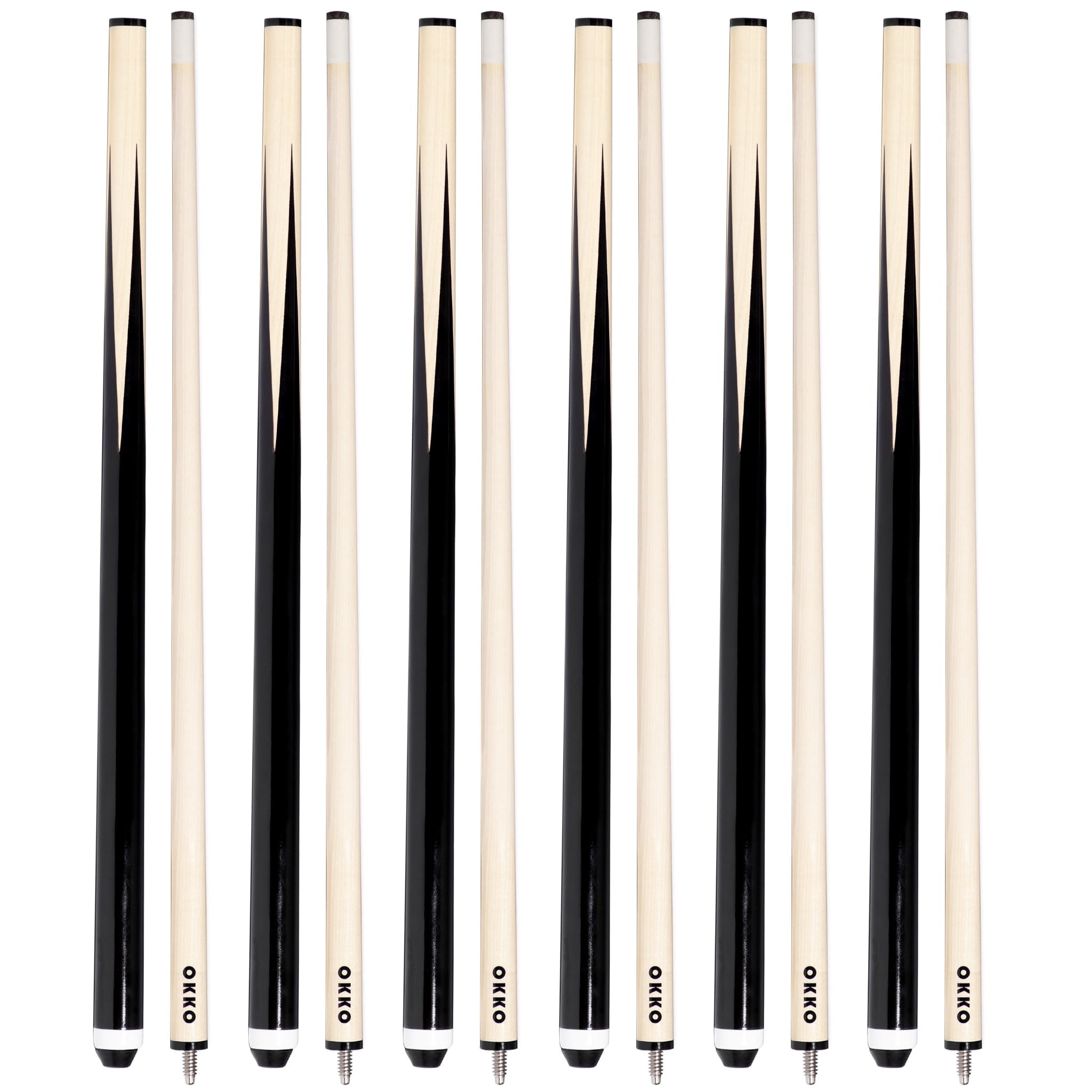 OKKO High-Quality Hardwood Pool Cue Sticks, 57”, 13 mm Glue-On Tip ...