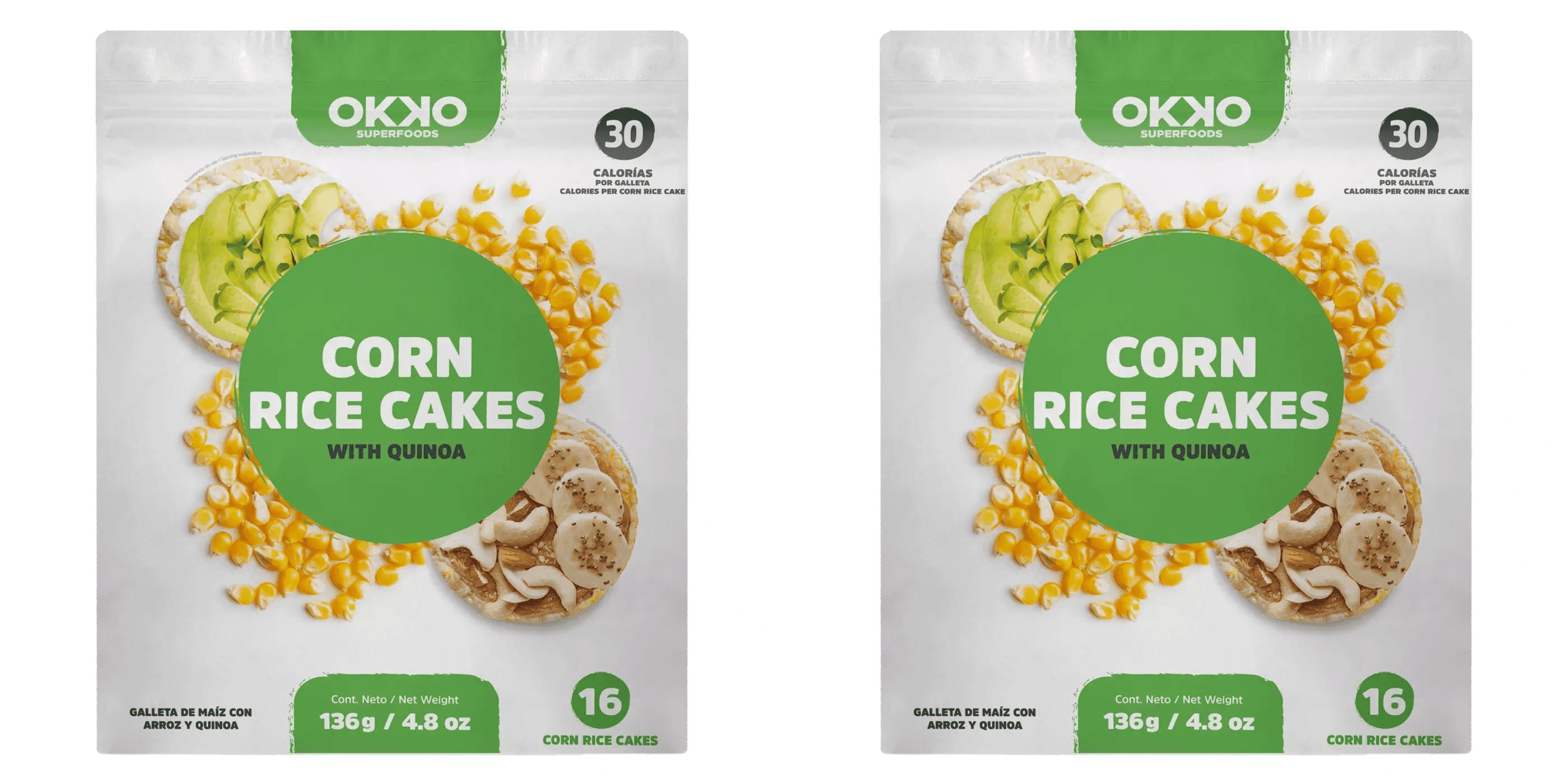 OKKO Super Foods Corn Rice Cakes, 16 ct pack of 2, Corn Rice Cakes, OKKO Rice Cakes, Healthy ...