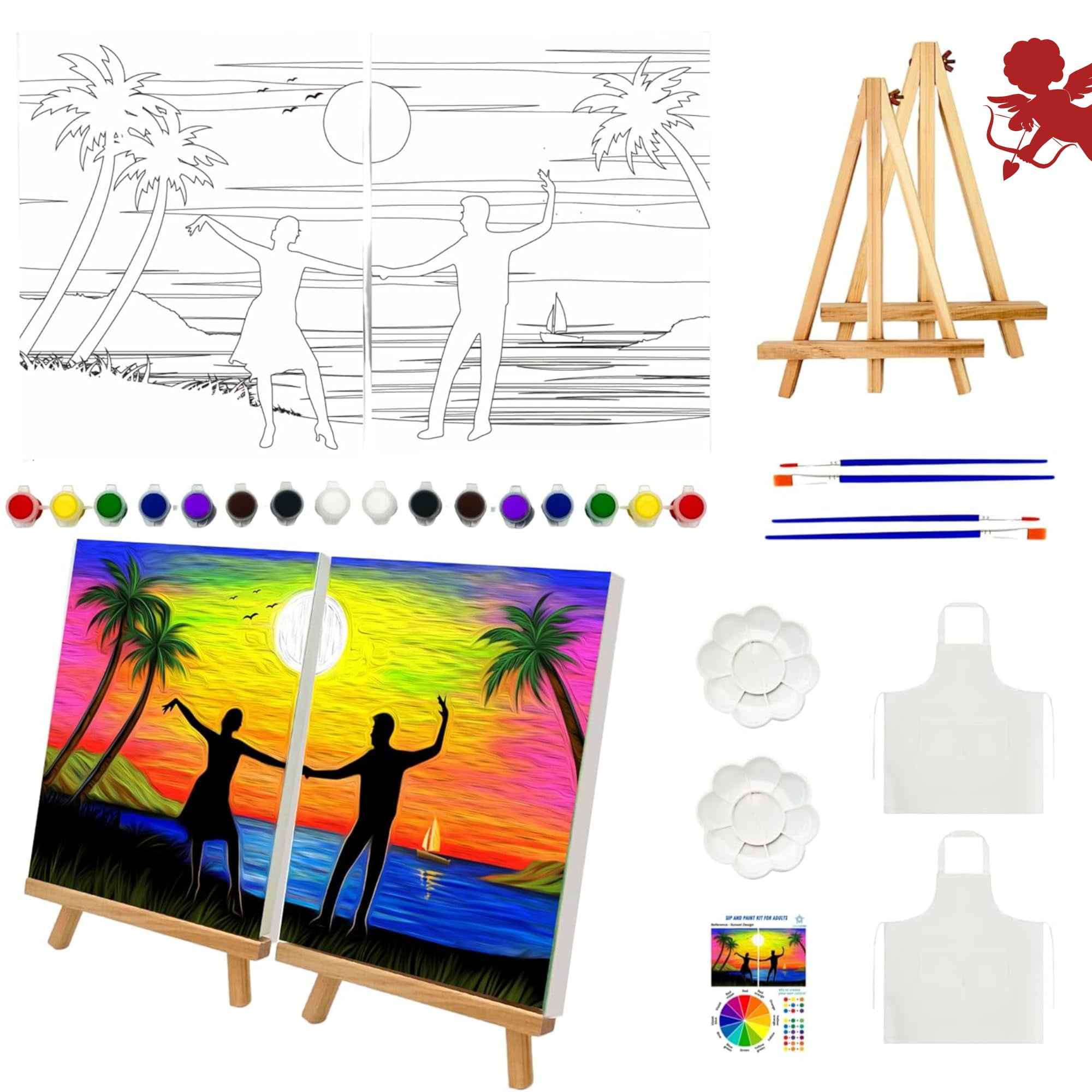 OKKOSTAR Paint and Sip Kit for Adults - Date Night Painting Kit for ...
