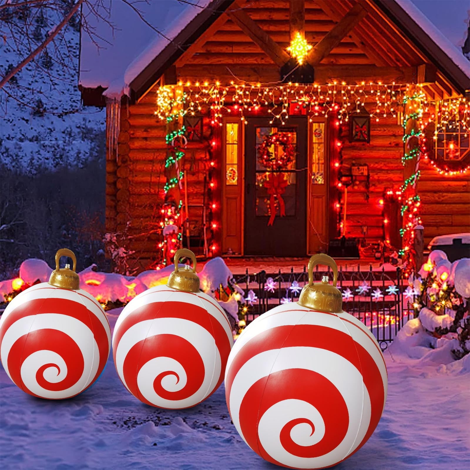 OKKVV 60cm Outdoor Christmas Inflatable Decoration, Sturdy PVC Weather ...