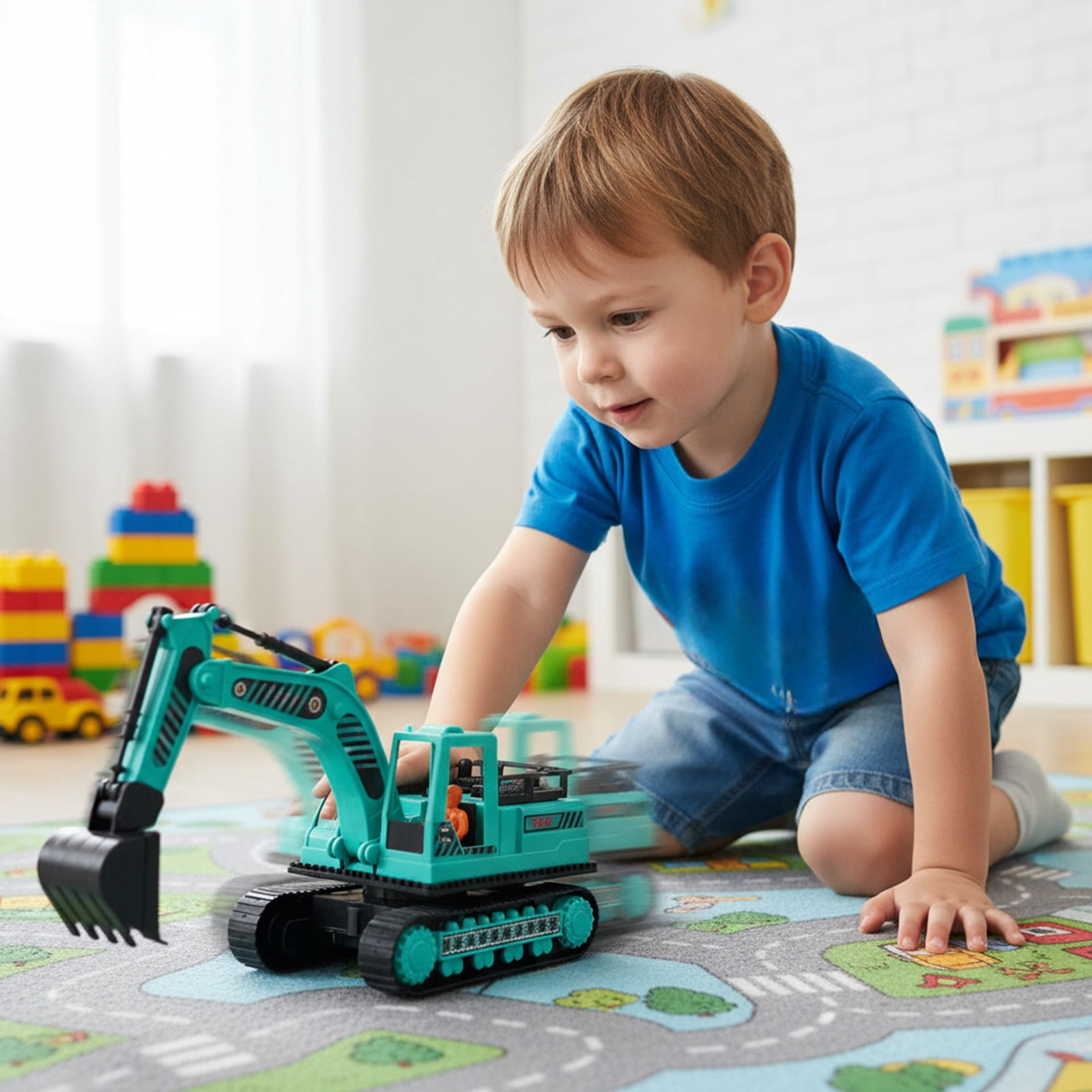 OKKVV Children’s Engineering Vehicle Toy – Excavator Bulldozer Shovel ...