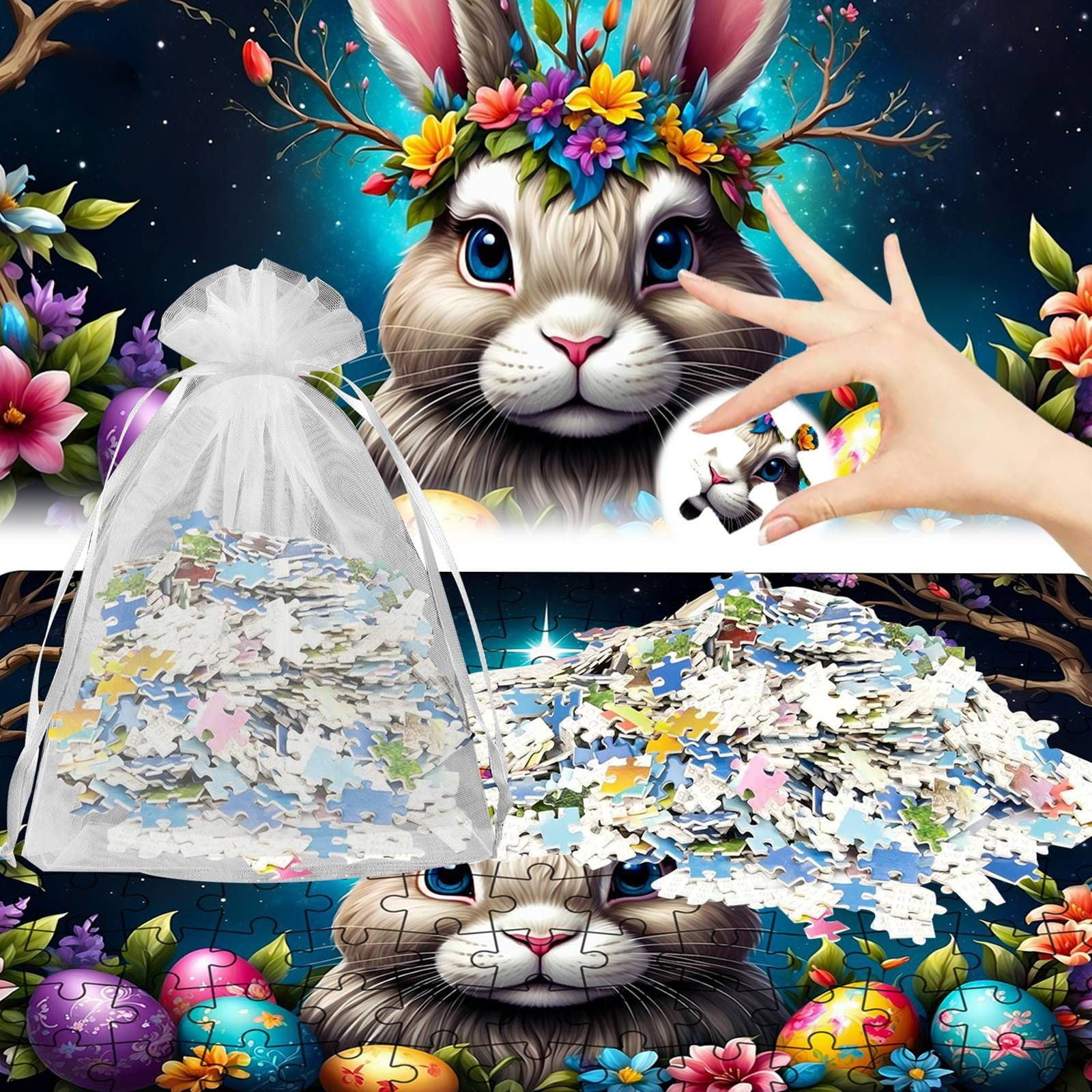 OKKVV Easter Bunny Jigsaw Puzzles, for Adults, Learning Educational ...