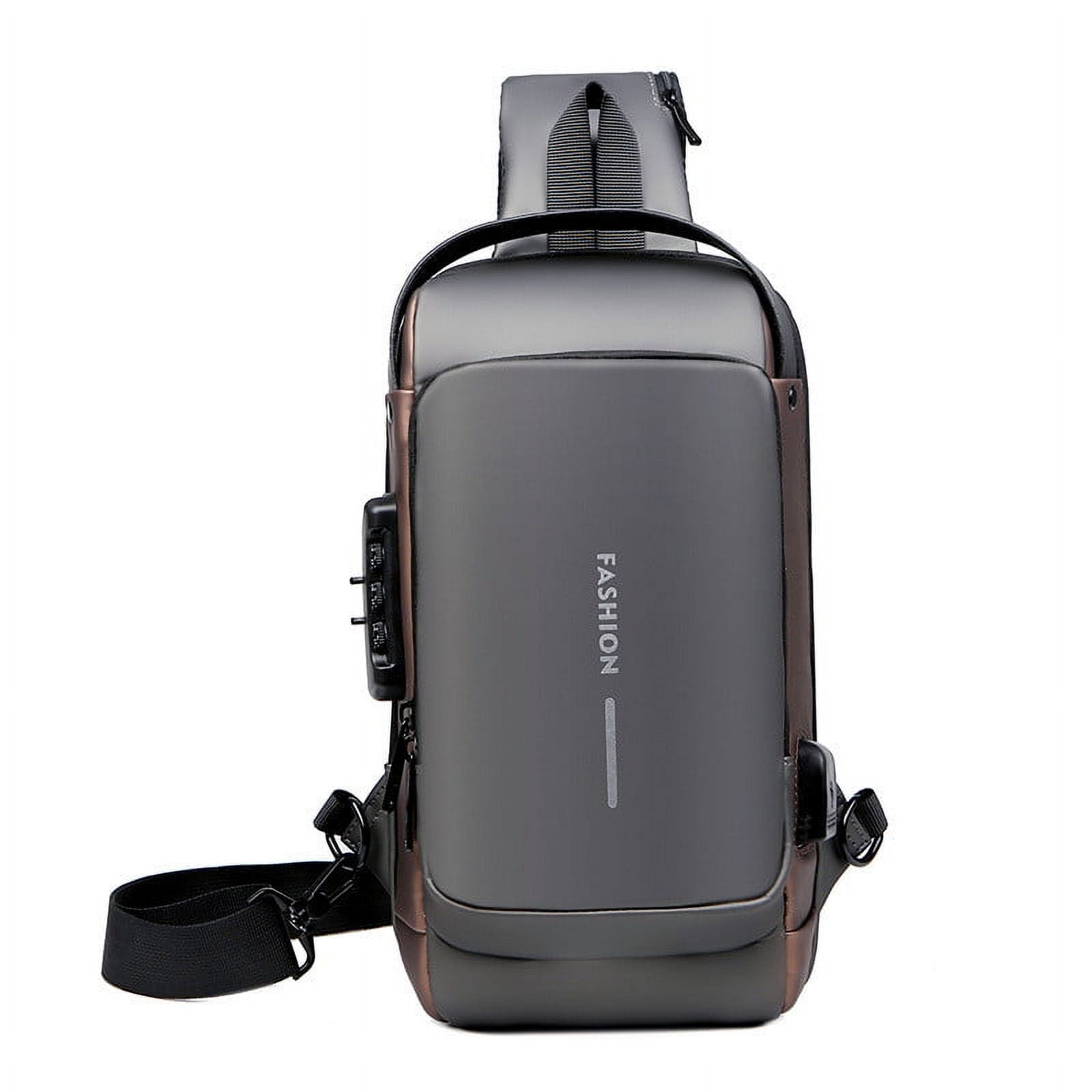 OKKVV Sling Bag for Men - Anti-Theft Password Lock PU Crossbody ...