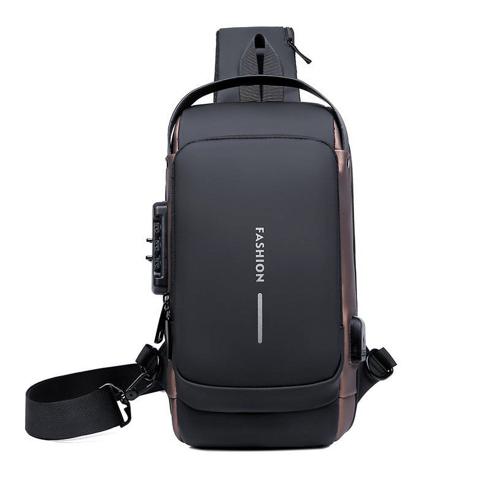 OKKVV Sling Bag for Men - Anti-Theft Password Lock PU Crossbody ...