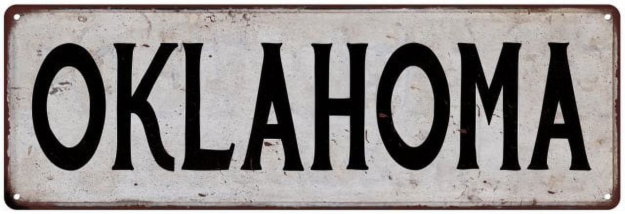 OKLAHOMA Vintage Look Rustic Metal City State Sign 8 x 24 Matte Finish ...