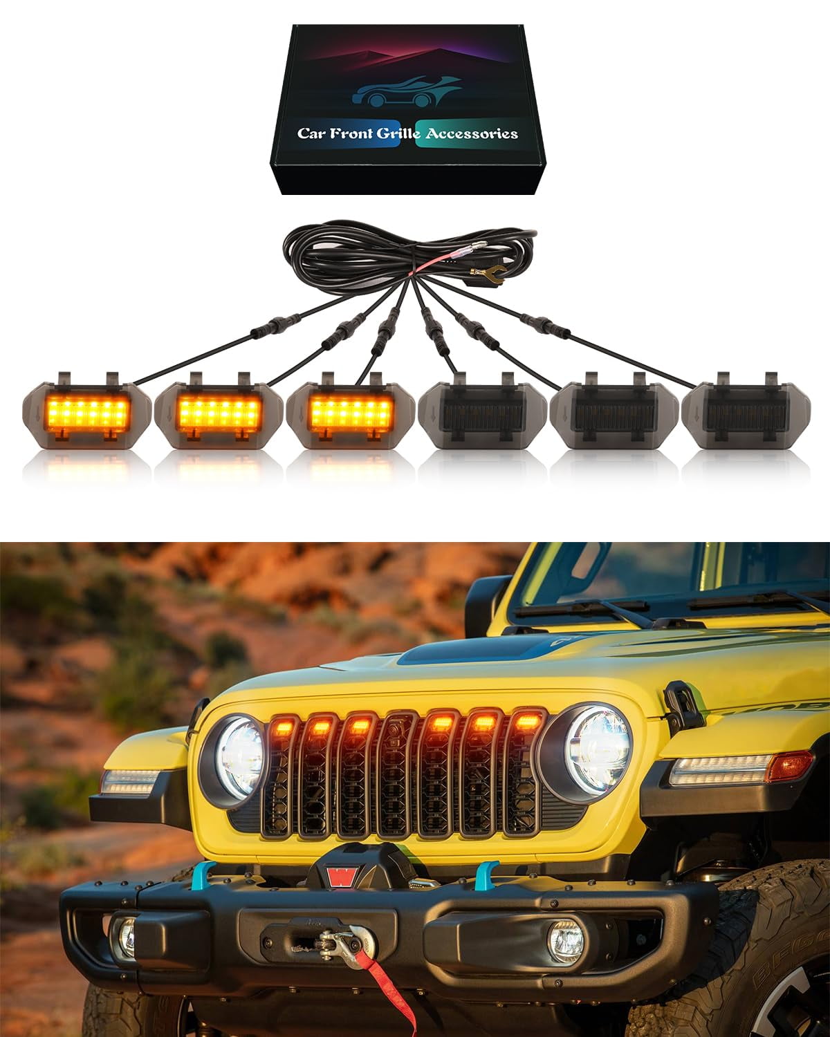 OKLSG LED Grill Lights STF9 for Jeep Wrangler JL 2024 2025 Grille ...
