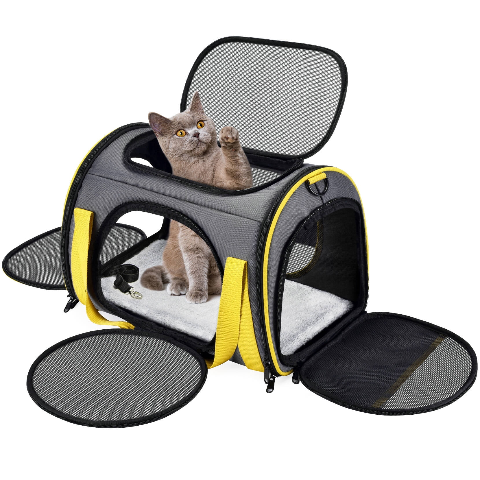 OKMEE Cat Carrier with 4 Open Doors, Soft Sided Pet Travel Carrier for ...