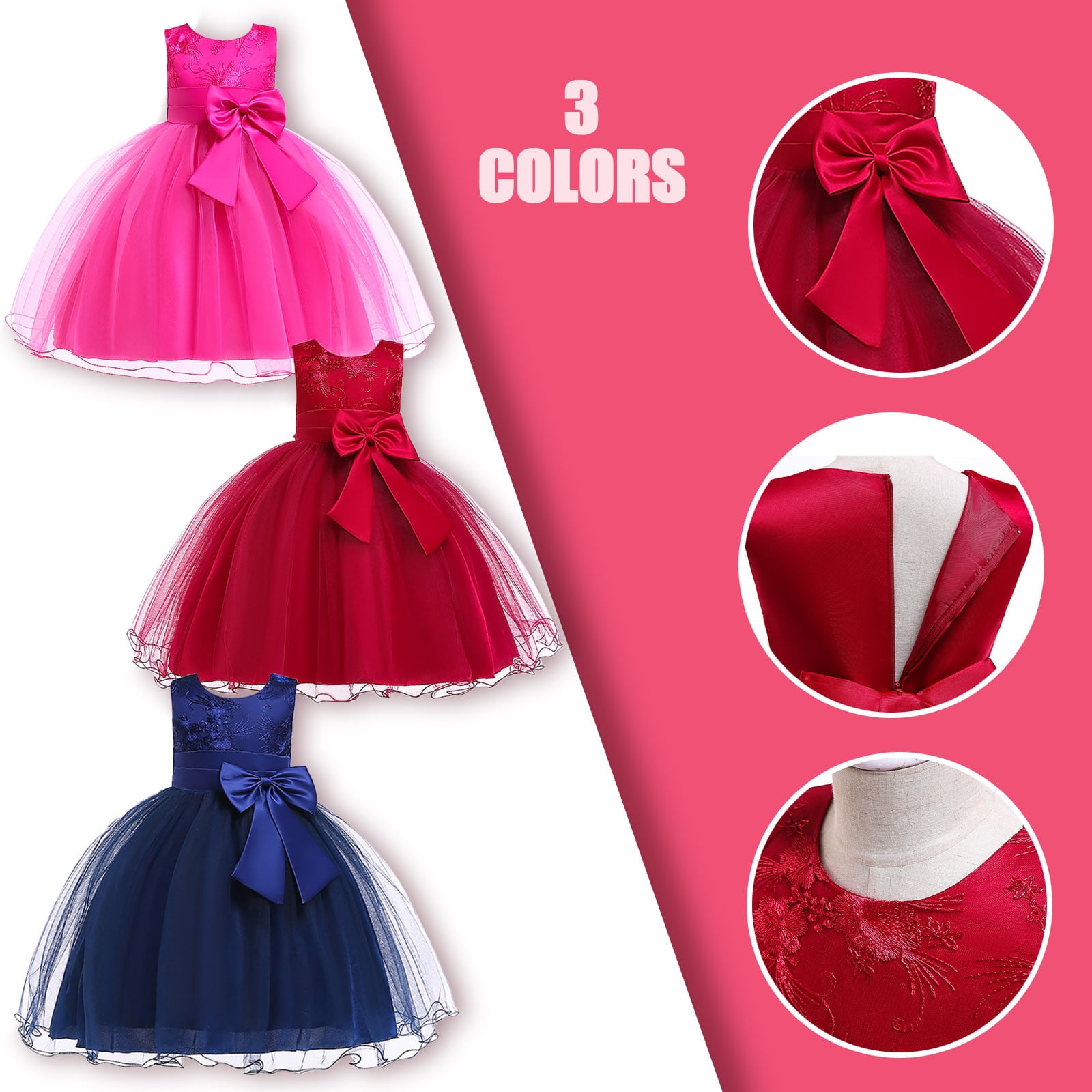 OKSALE Flower Girls Princess Dress Puffy Tulle Ball Gown Bridesmaid ...