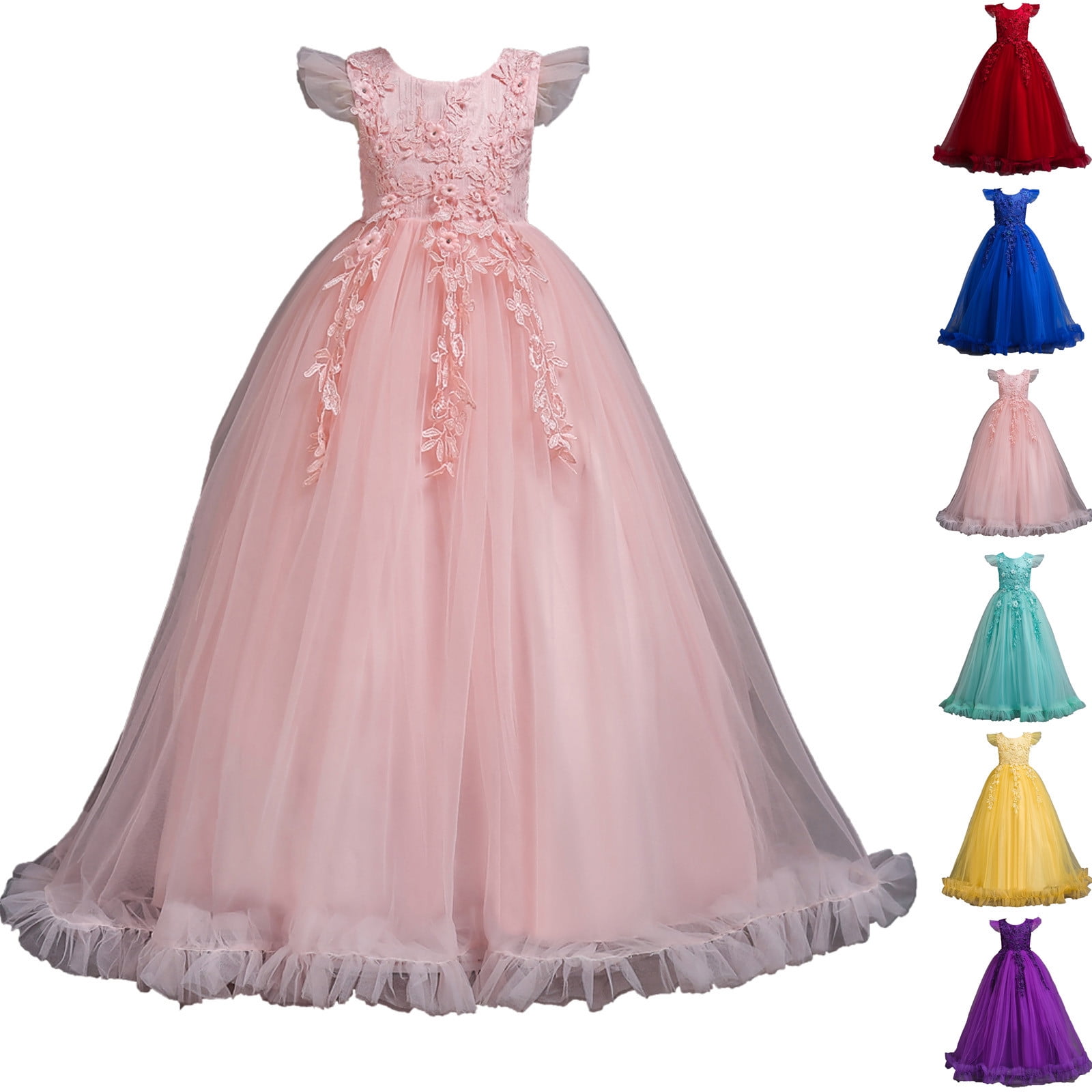 OKSALE Princess Girls Dresses Flower Girls Lace Princess Dresses Fluffy ...