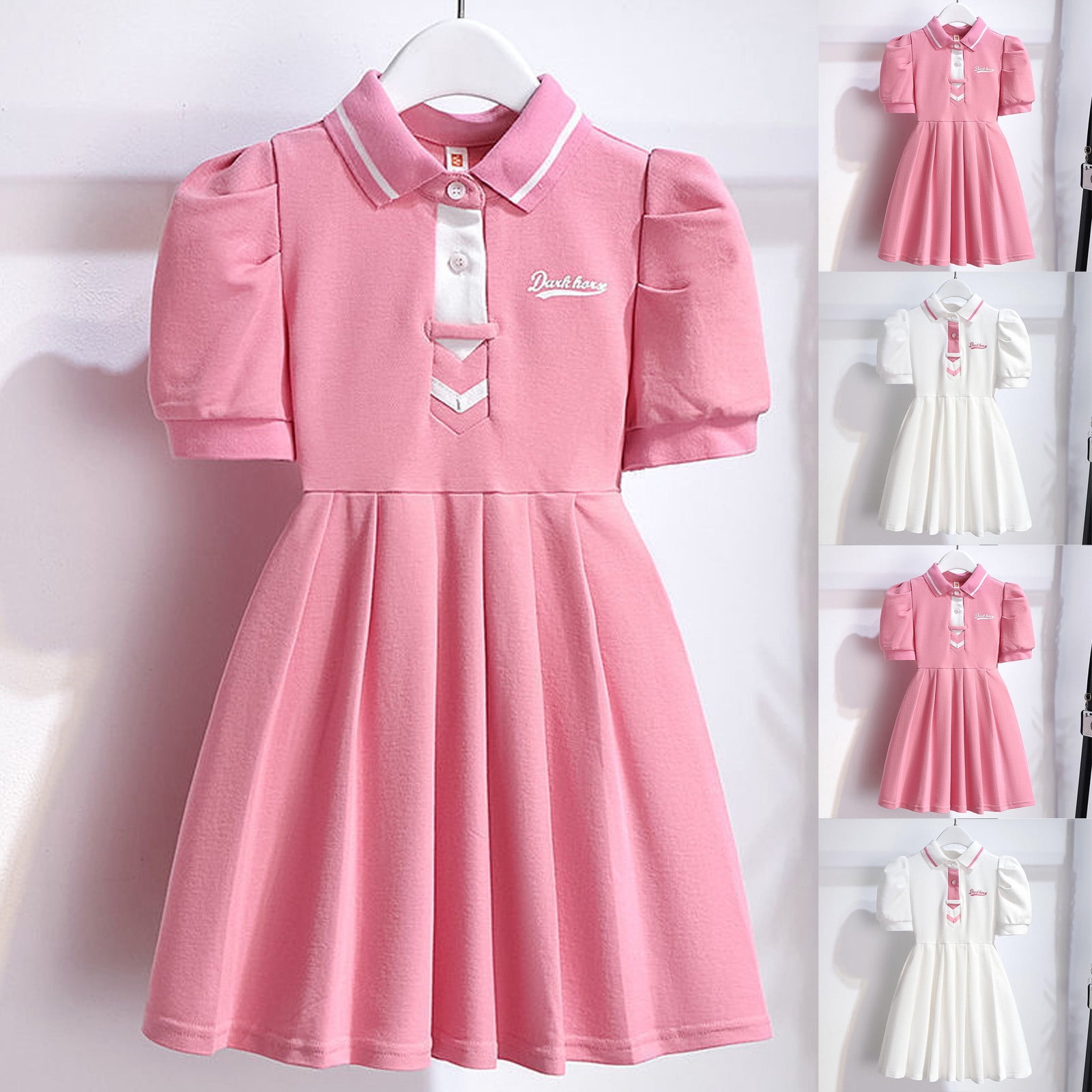 OKSALE Toddler Girls School Uniform Dresses Puff Short Sleeve Princess ...