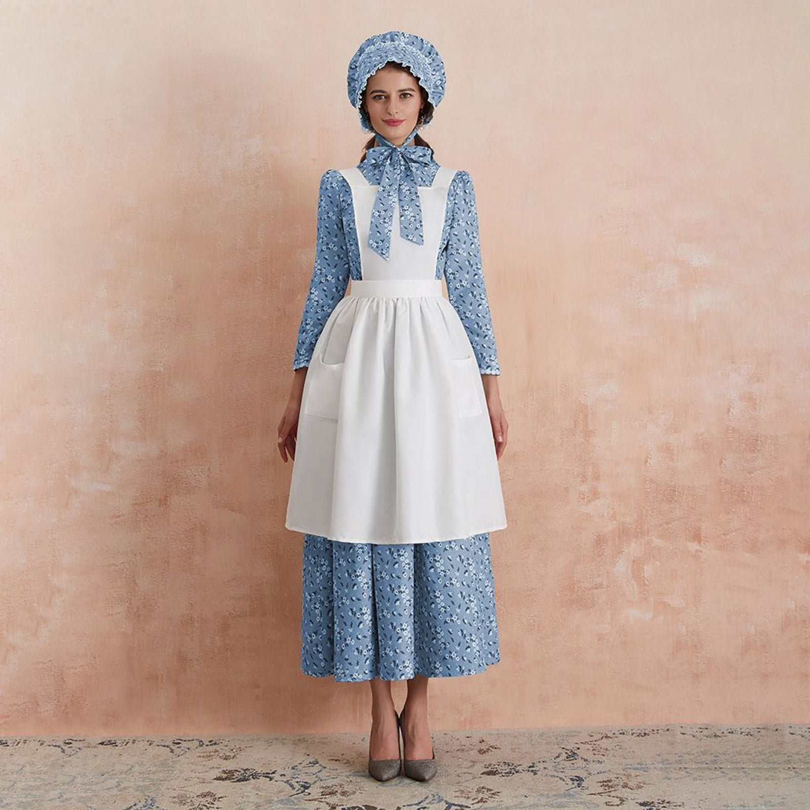 OKSALE Women Prairie Dresses Historical Modest Colonial Dress Floral ...