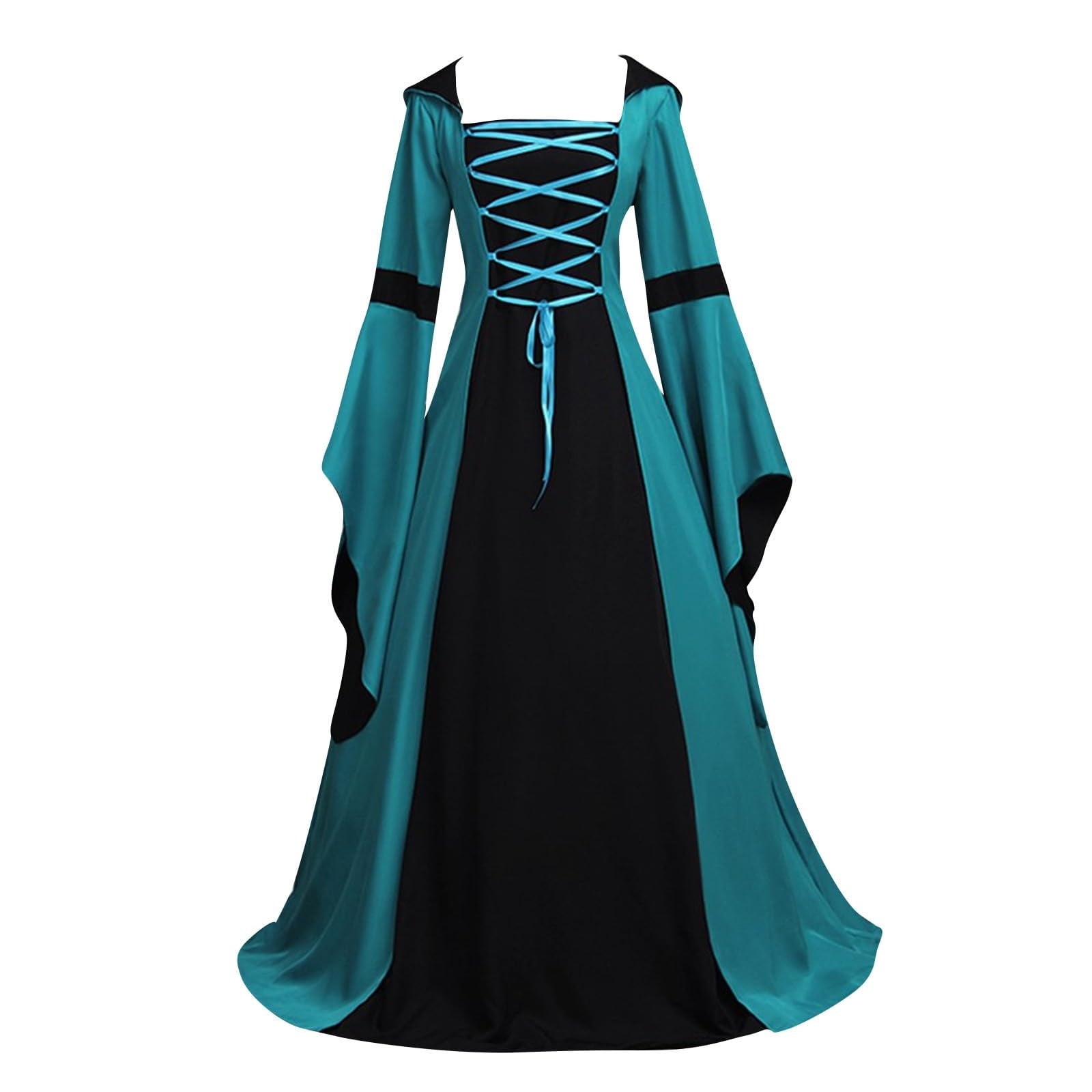 Oksale Womens Renaissance Dresses Medieval Long Bell Sleeve Dress ...