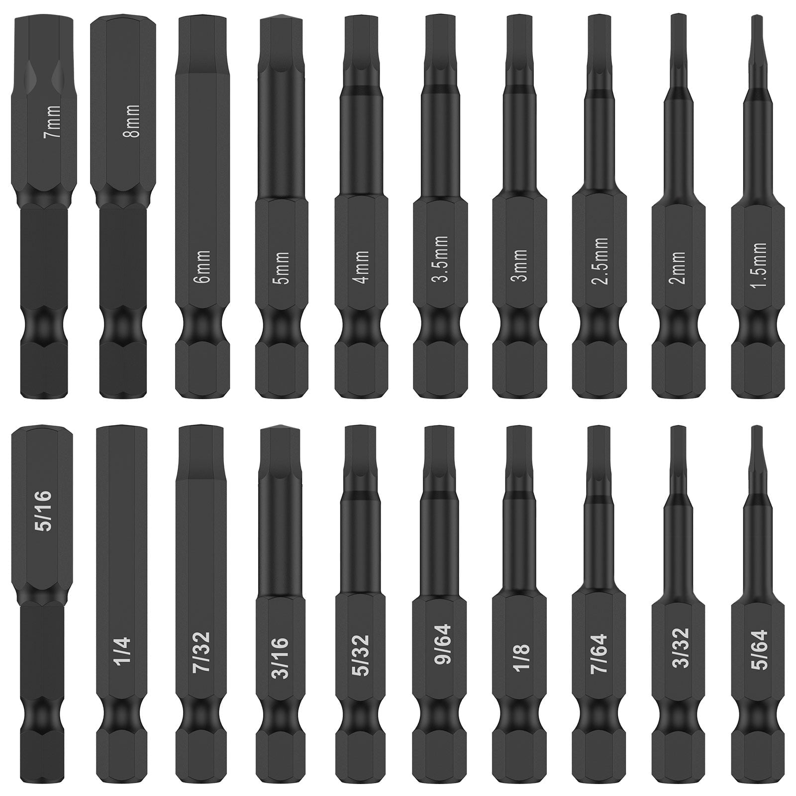 AEVXKHI 20PCS Hex Head Allen Wrench Screwdriver Bits Set 1/4 Inch Quick ...