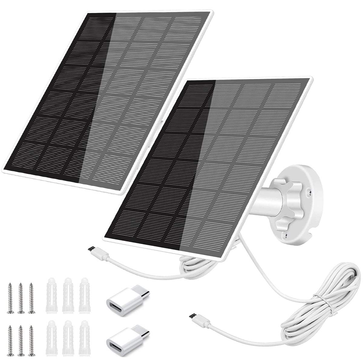 OKYMOTOR 2pcs Solar Panel for Security Camera 5W USB Solar Panel Micro ...