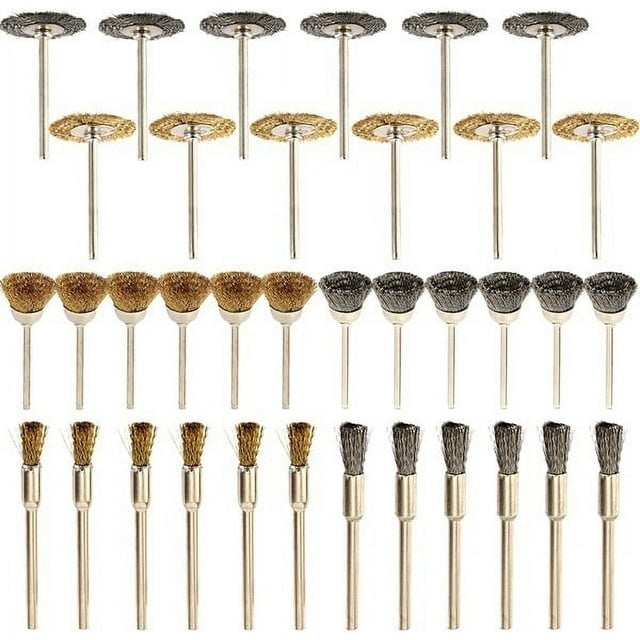 OKYMOTOR 36pcs Wire Steel Brass Brushes Polishing Brush Wheels Set for ...