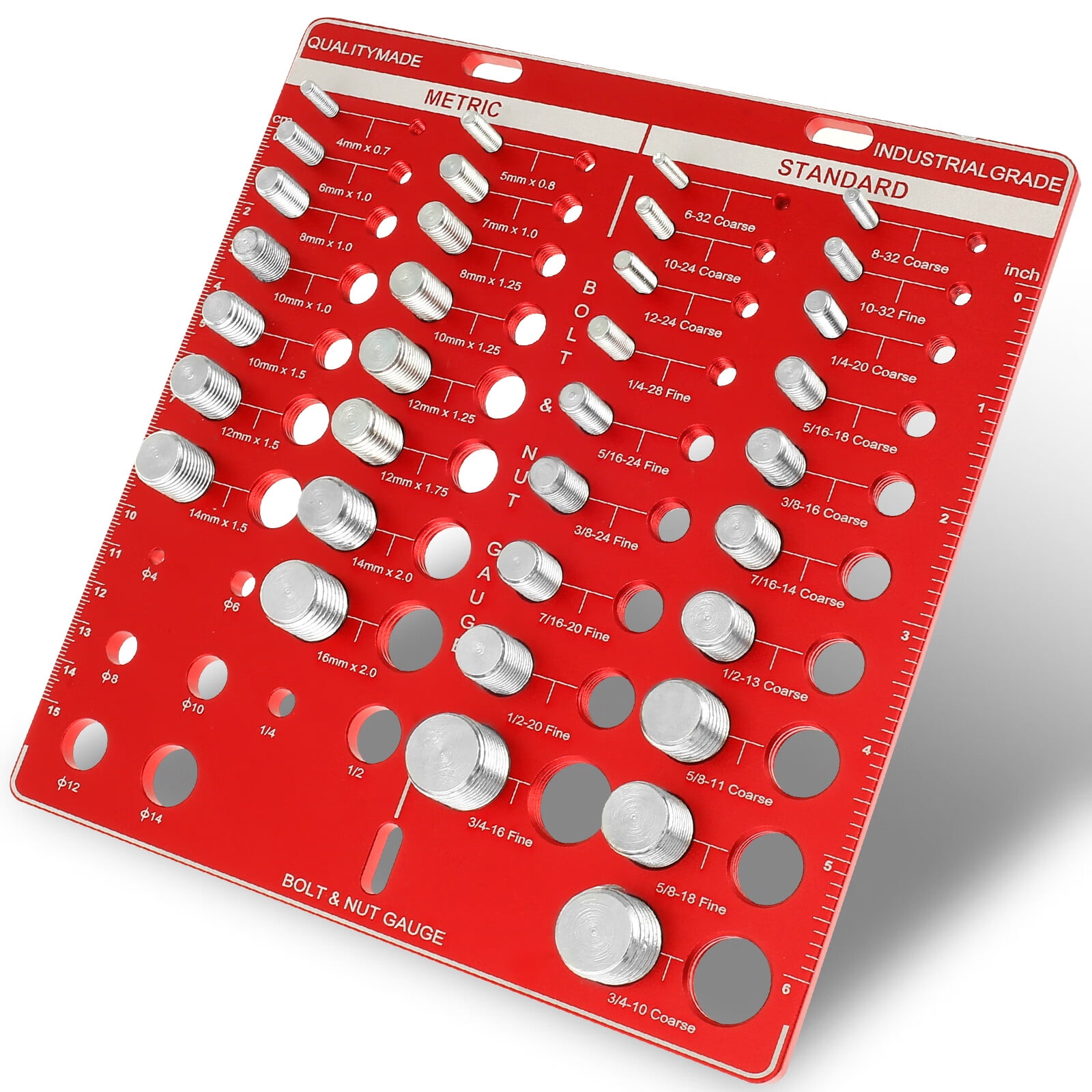 OKYMOTOR Nut and Bolt Thread Checker Aluminum Alloy 34 Thread Identifier Gauge Precise Inch and ...