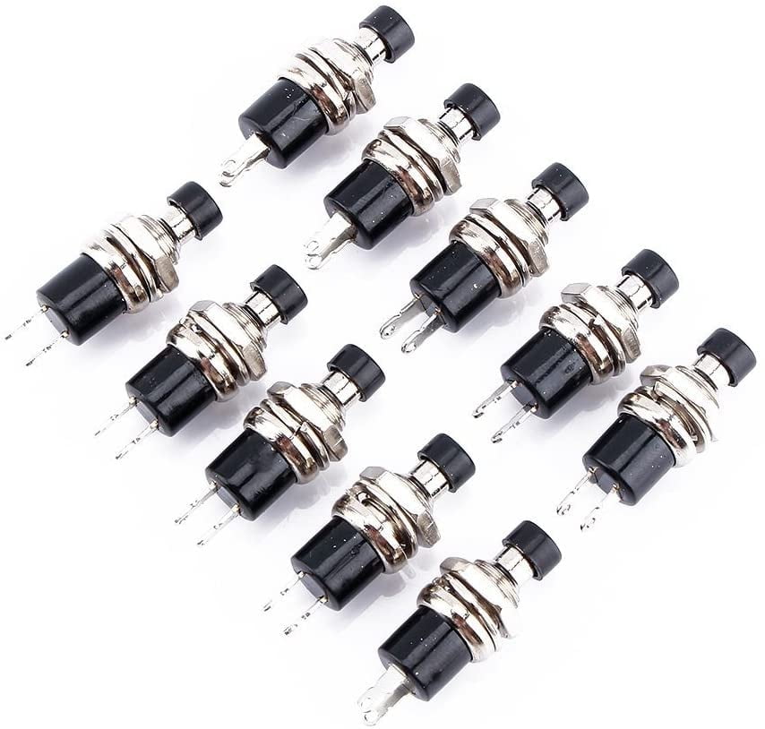 OKbus 10pcs Momentary Push Button Switch Waterproof Black Metal Small ...
