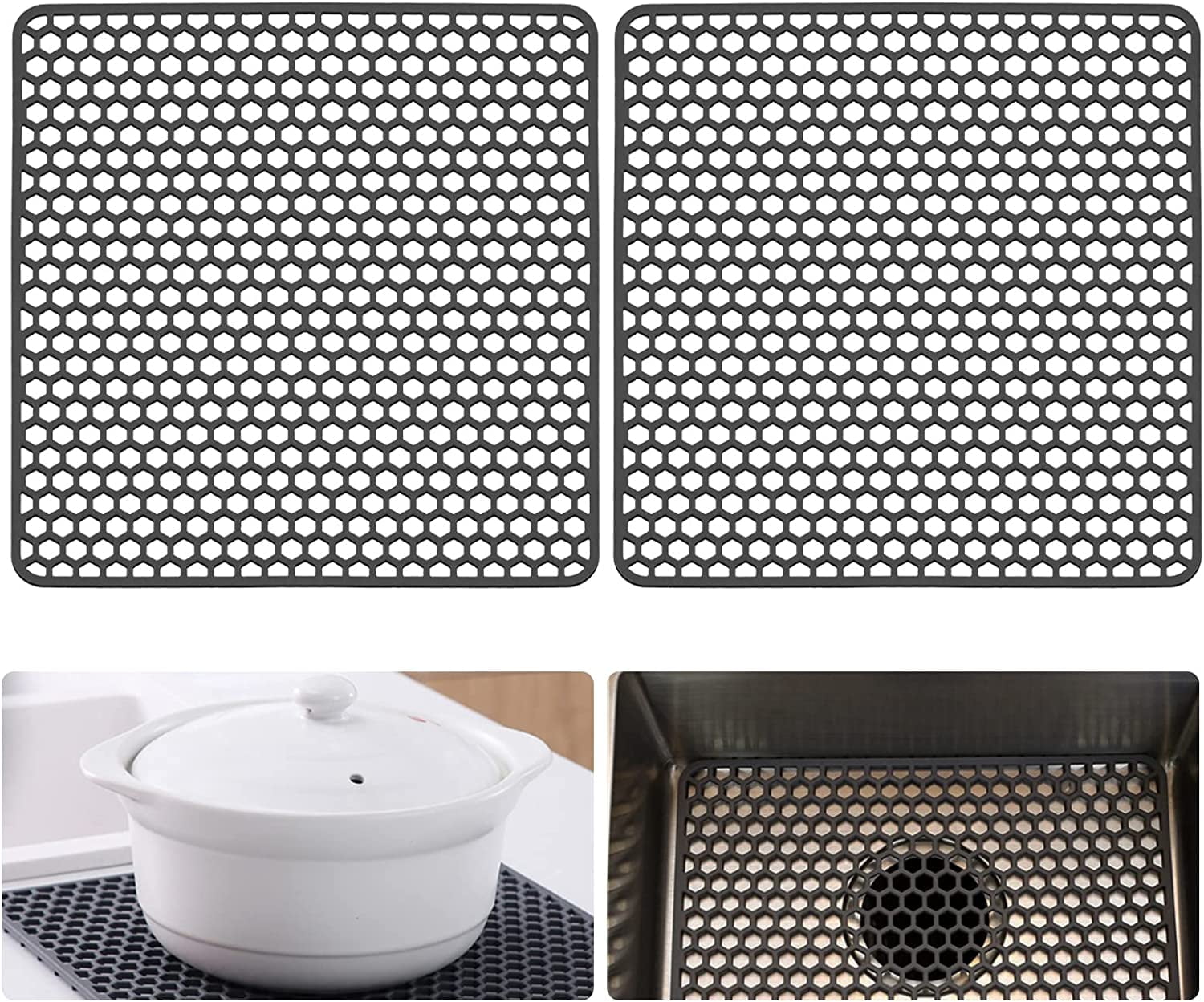 OKbus 2 PCS Silicone Sink Protector, kitchen Sink Mats Grid Accessory ...